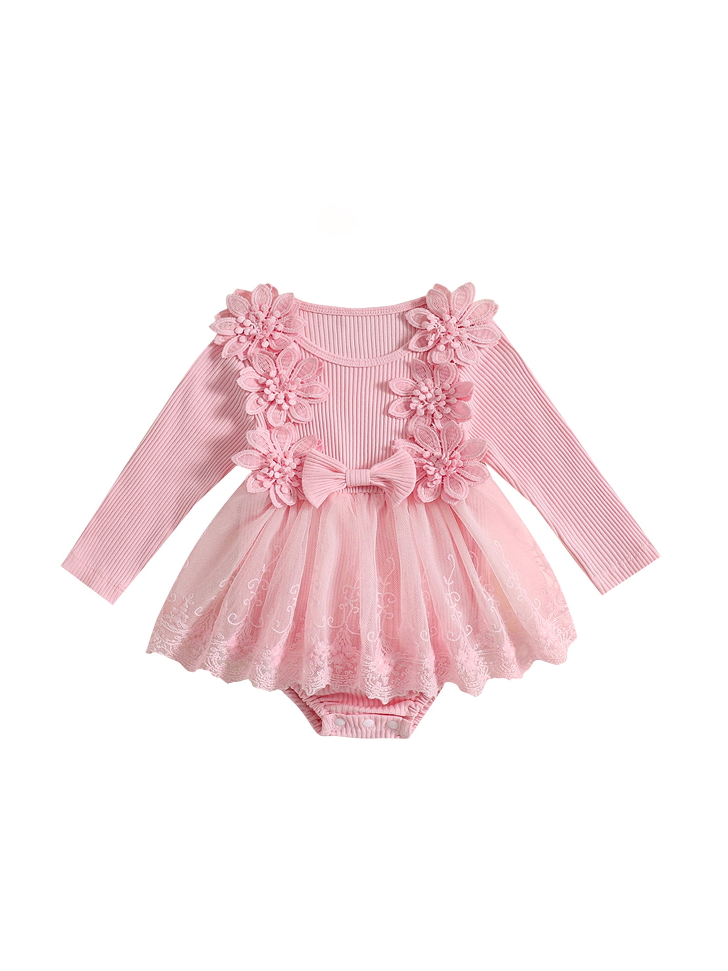 Hirigin Newborn Baby Girl Lace Romper Dress Long Sleeve Ruffle Mesh ...