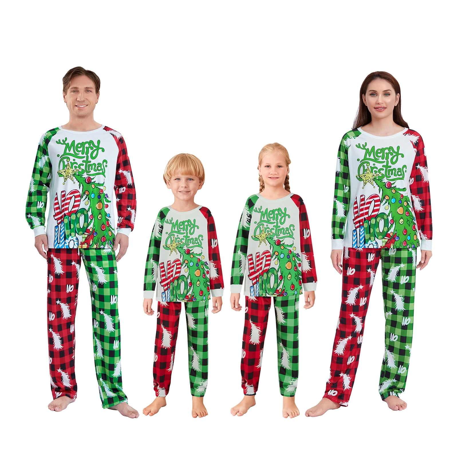 Hirigin Store Christmas Family Pajamas Matching Set, Long Sleeve Tree ...