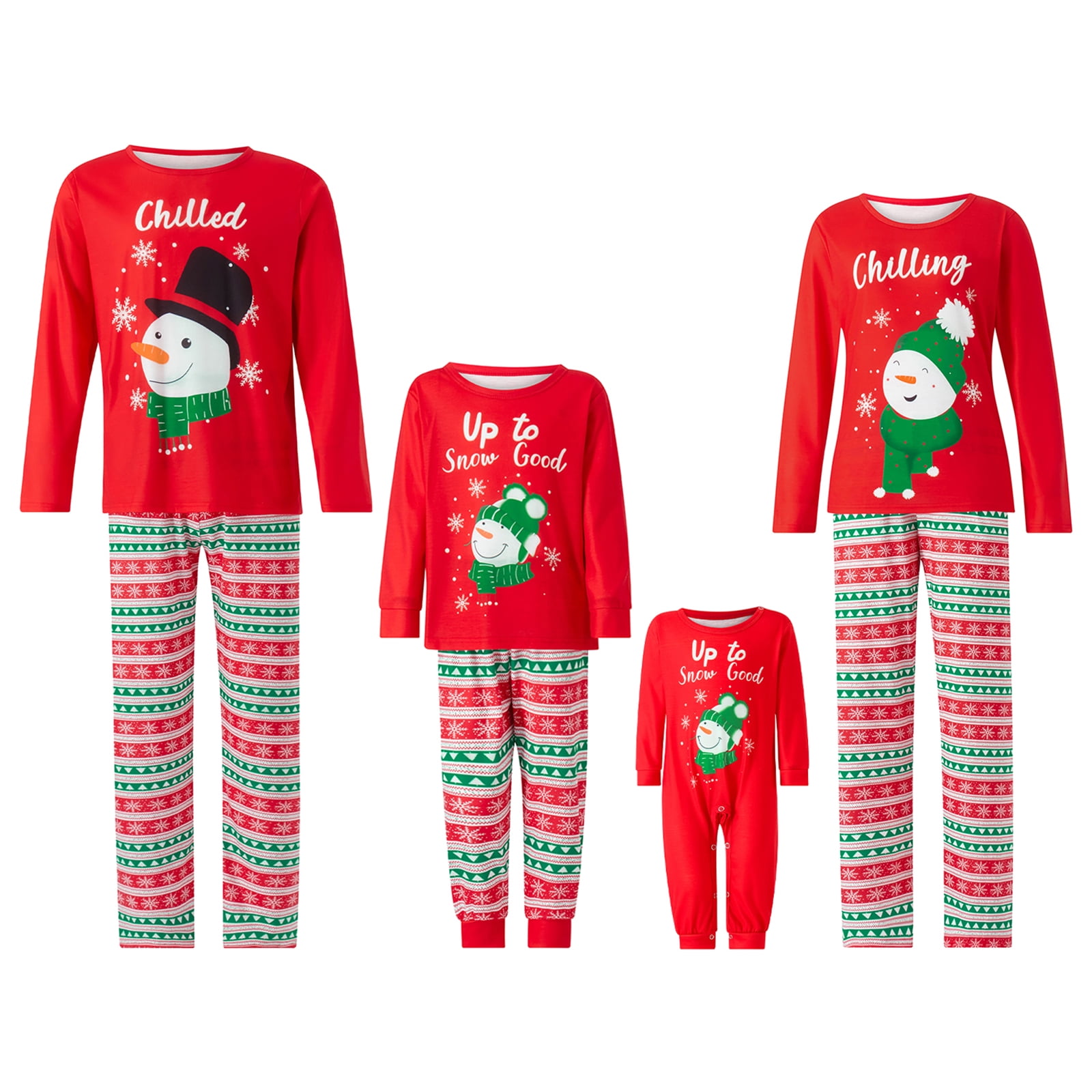 Hirigin Store Family Matching Christmas Pajamas, Cartoon Snowman Print ...