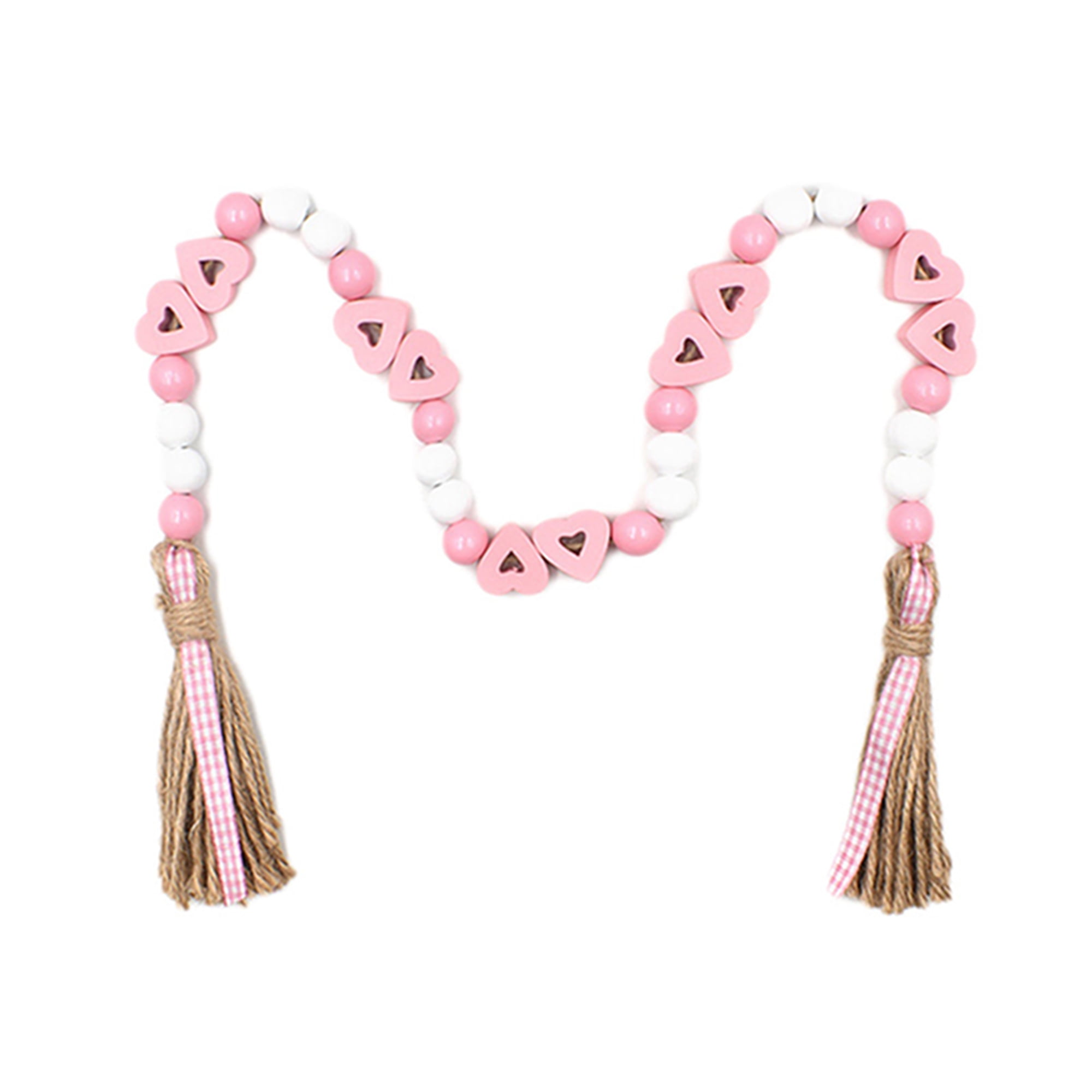 Hirigin Store Valentine’s Day Bead Garlands Cute Wooden Heart Bead ...