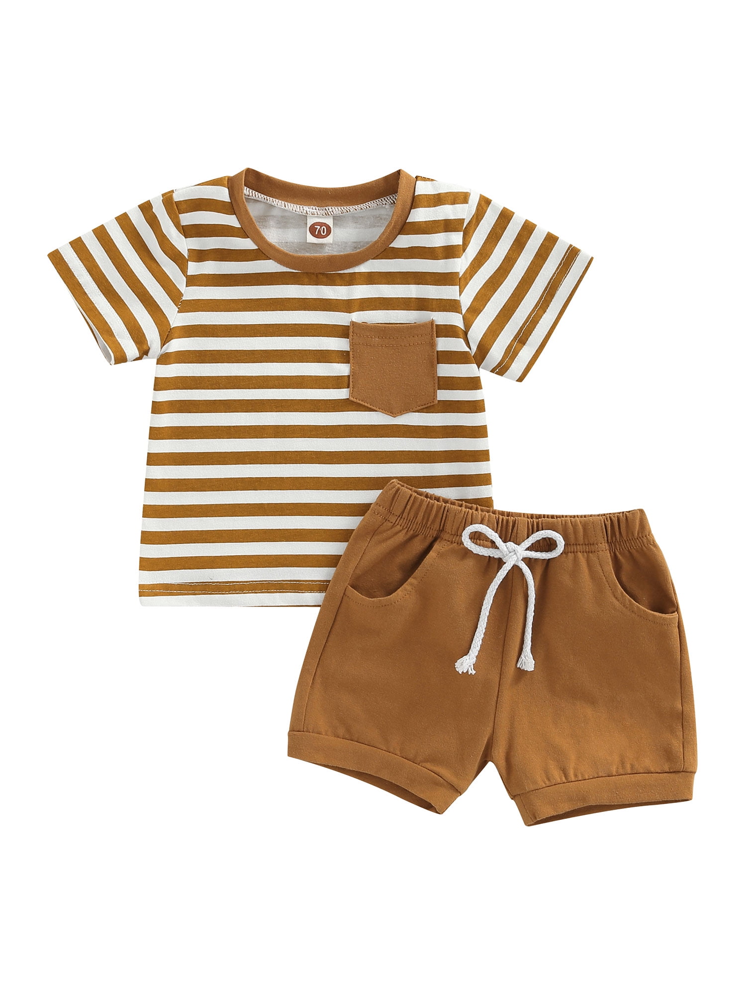 Hirigin Toddler Baby Boys Shorts Set Short Sleeve Stripes T-shirt Top ...