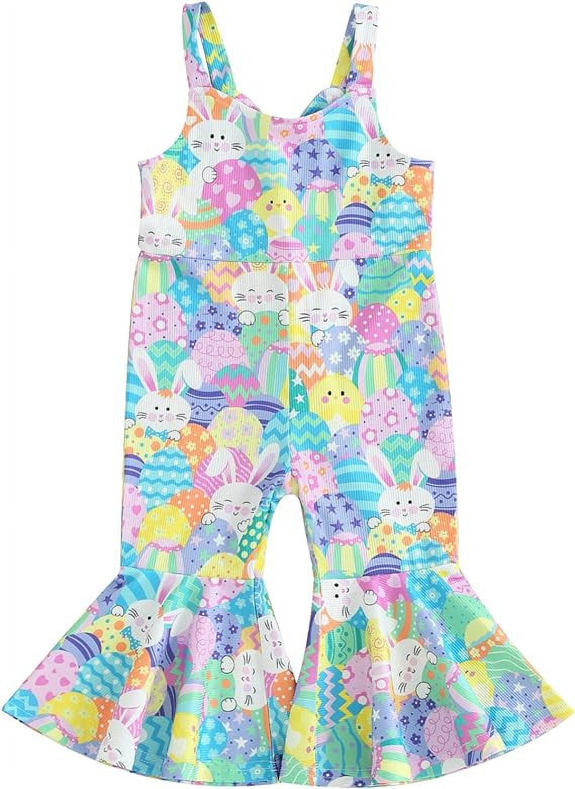 Hirigin Toddler Baby Girl Easter Outfit Bunny Suspender Romper Jumpsuit ...