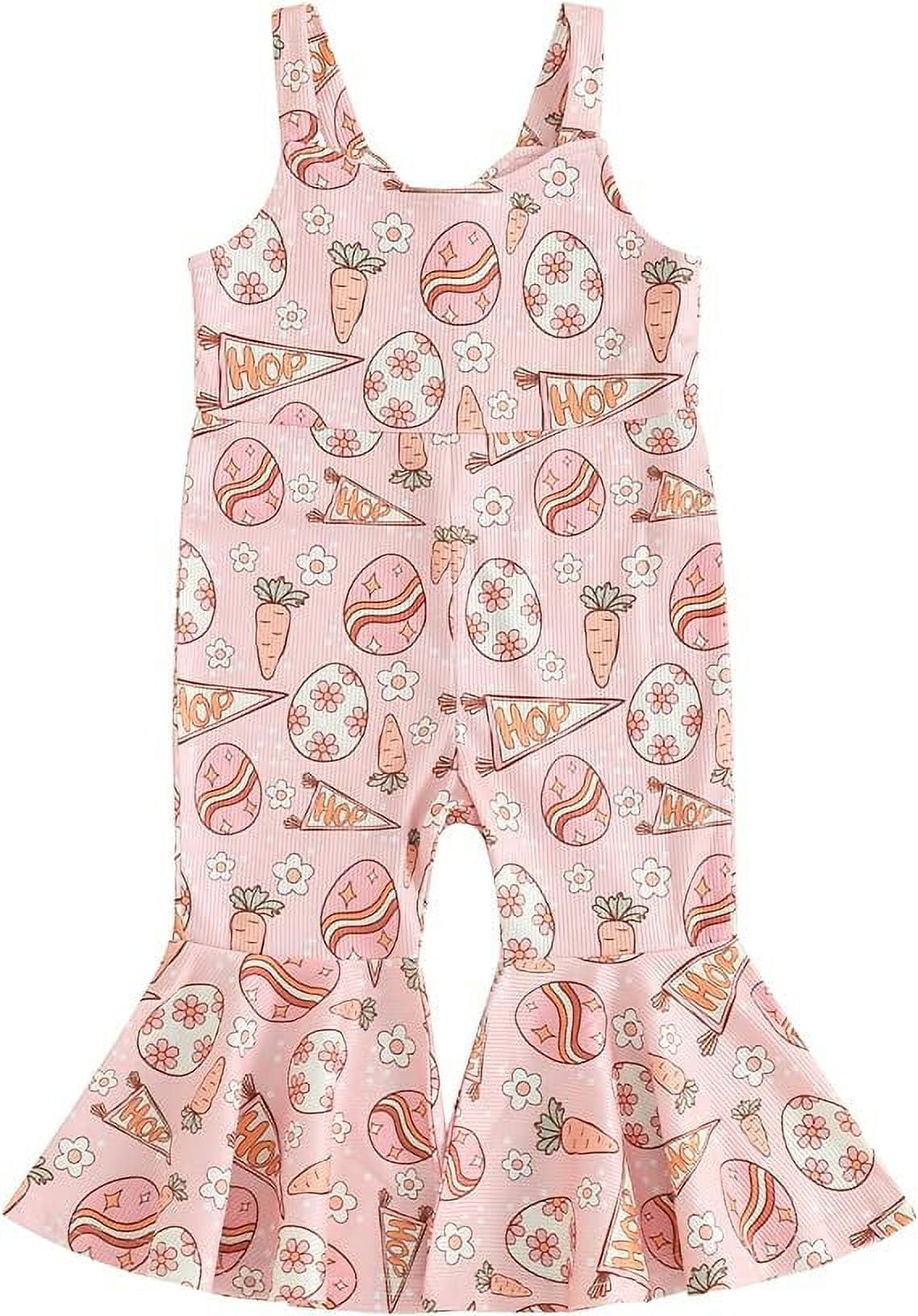 Hirigin Toddler Baby Girl Easter Outfit Bunny Suspender Romper Jumpsuit ...