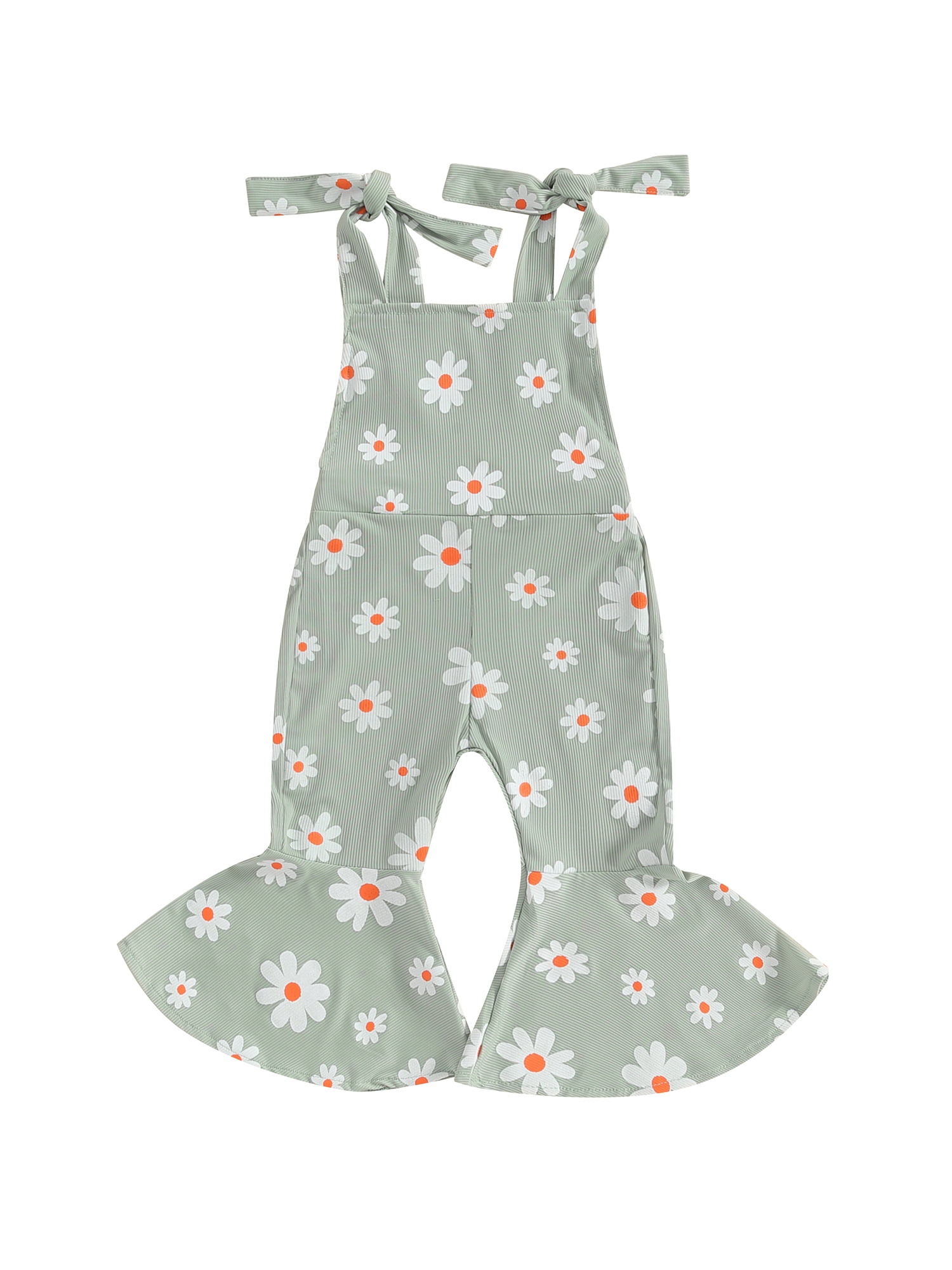 Hirigin Toddler Girl Bell Bottom Romper Baby Floral One Piece Ribbed Cotton Jumpsuit Flare Pants ...