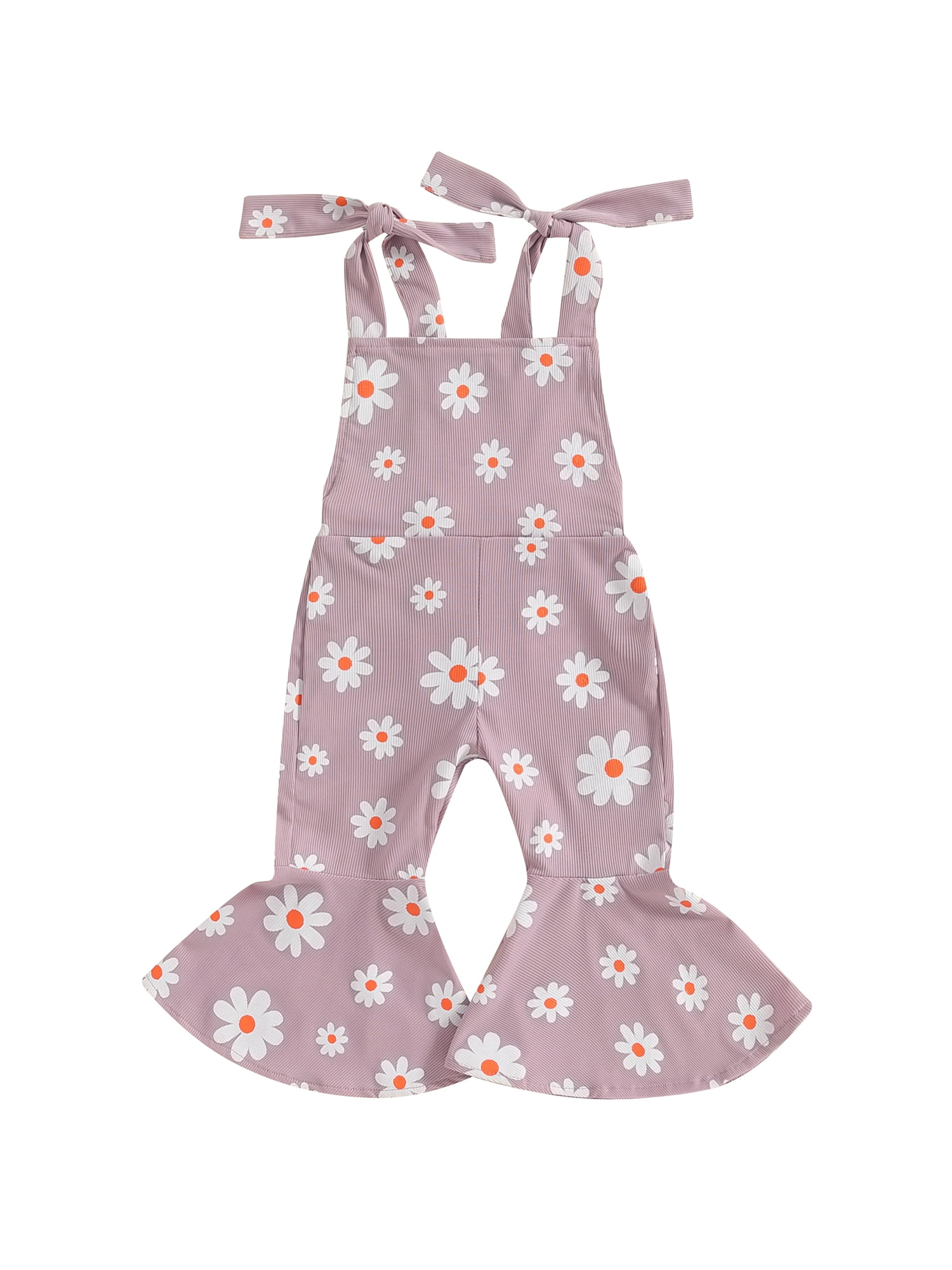 Hirigin Toddler Girl Bell Bottom Romper Baby Floral One Piece Ribbed Cotton Jumpsuit Flare Pants ...