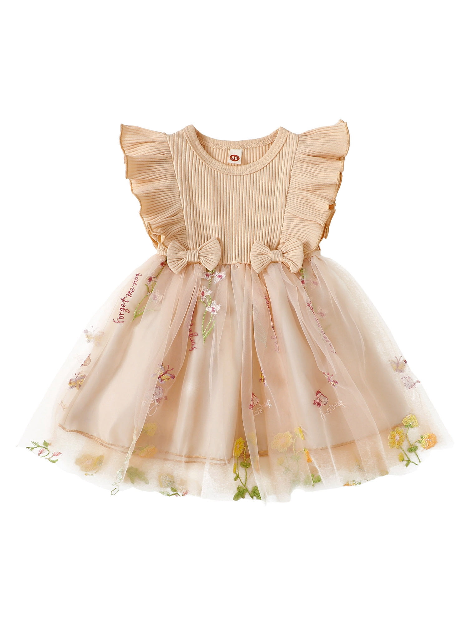 Hirigin Toddler Girls Princess Dress Flower Embroidery Bowknot Fly ...