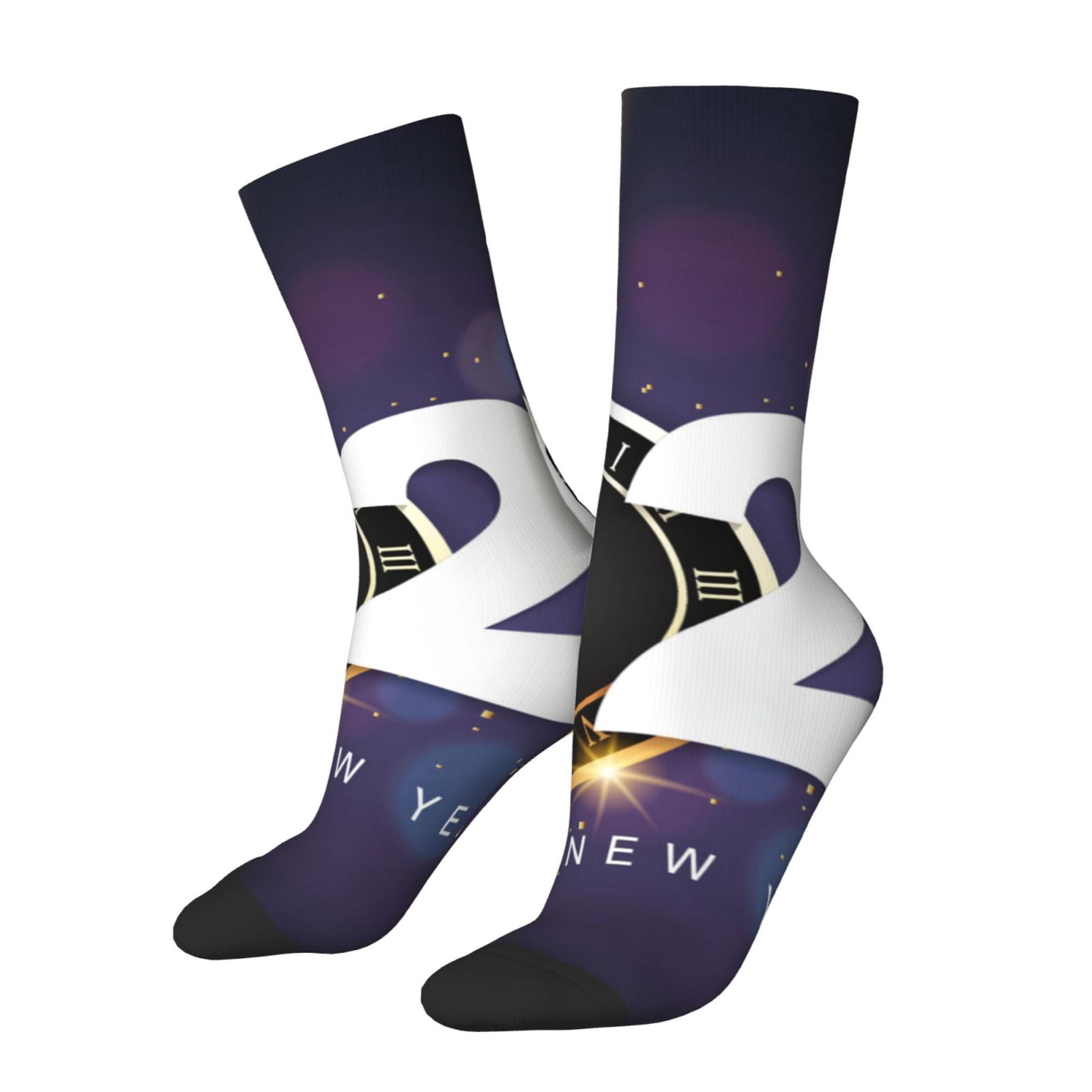 Hirioo 2025 Happy New Year 4 Pattern Adult Middle Tube Socks Breathable ...