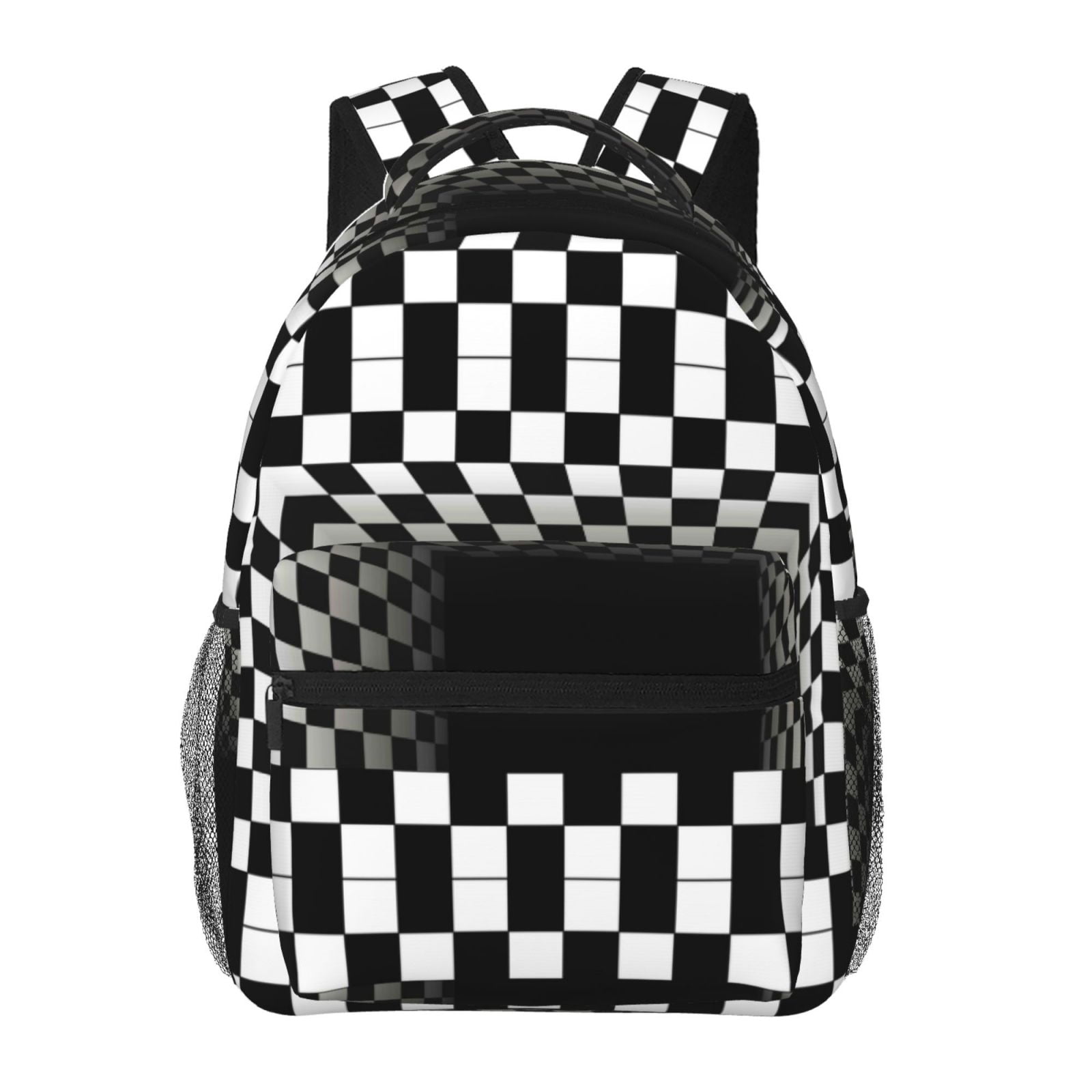 Hirioo 3d Black and White Checkerboard Tunnel Print Laptop Backpack ...