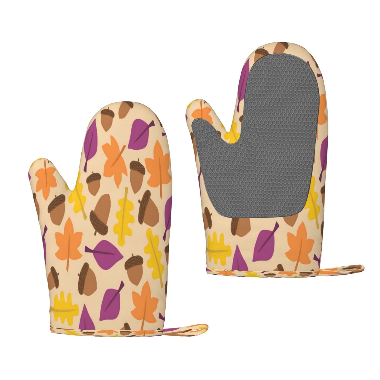 Hirioo Acorn Autumn Fall Leaf Leaves for Silicone Oven Mitts for BBQ ...