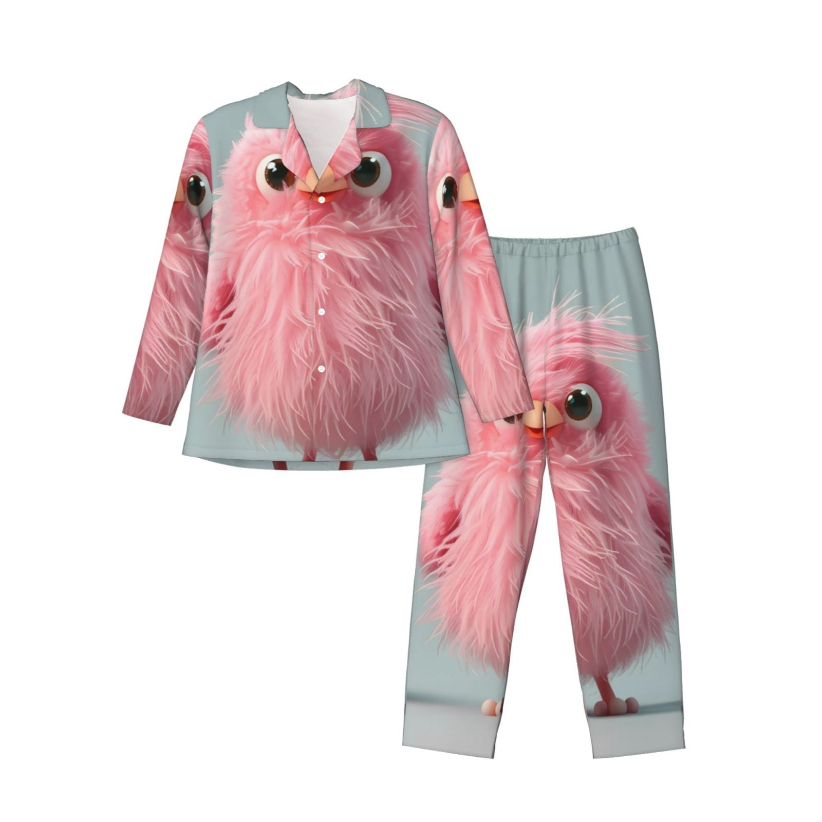 Hirioo Adorable Pink Fluffy Birds for Men's Pajama Sets 2 Piece Pjs Men ...