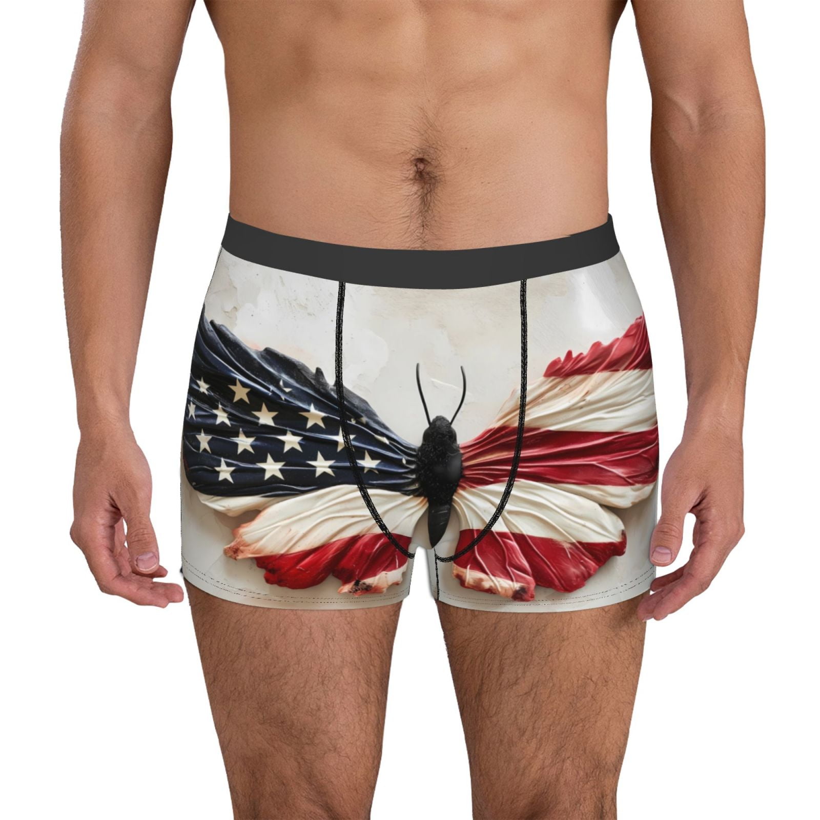 Hirioo American Flag Butterfly Wall for Men's Boxer Briefs Men Cotton Underwear Boxer Briefs ...
