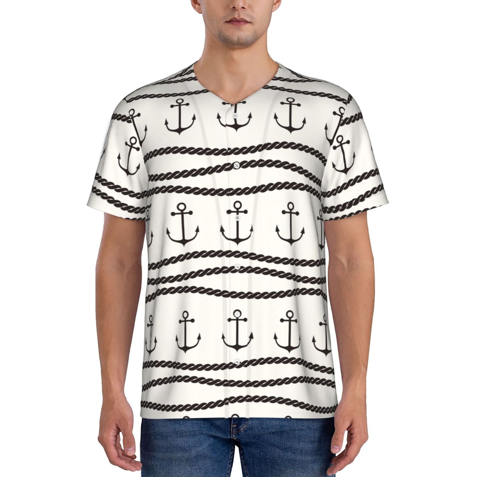 Hirioo Anchors and Ropes for Men's Baseball T-shirt Shirts Short Sleeve ...