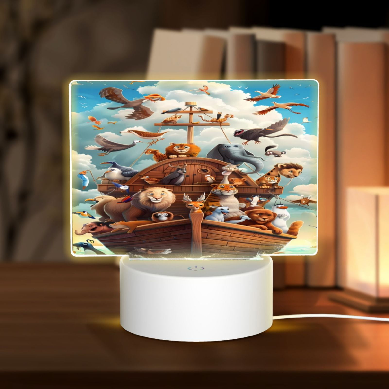Hirioo Animal Filled Noahs Ark for Rectangular Acrylic with Night Light ...