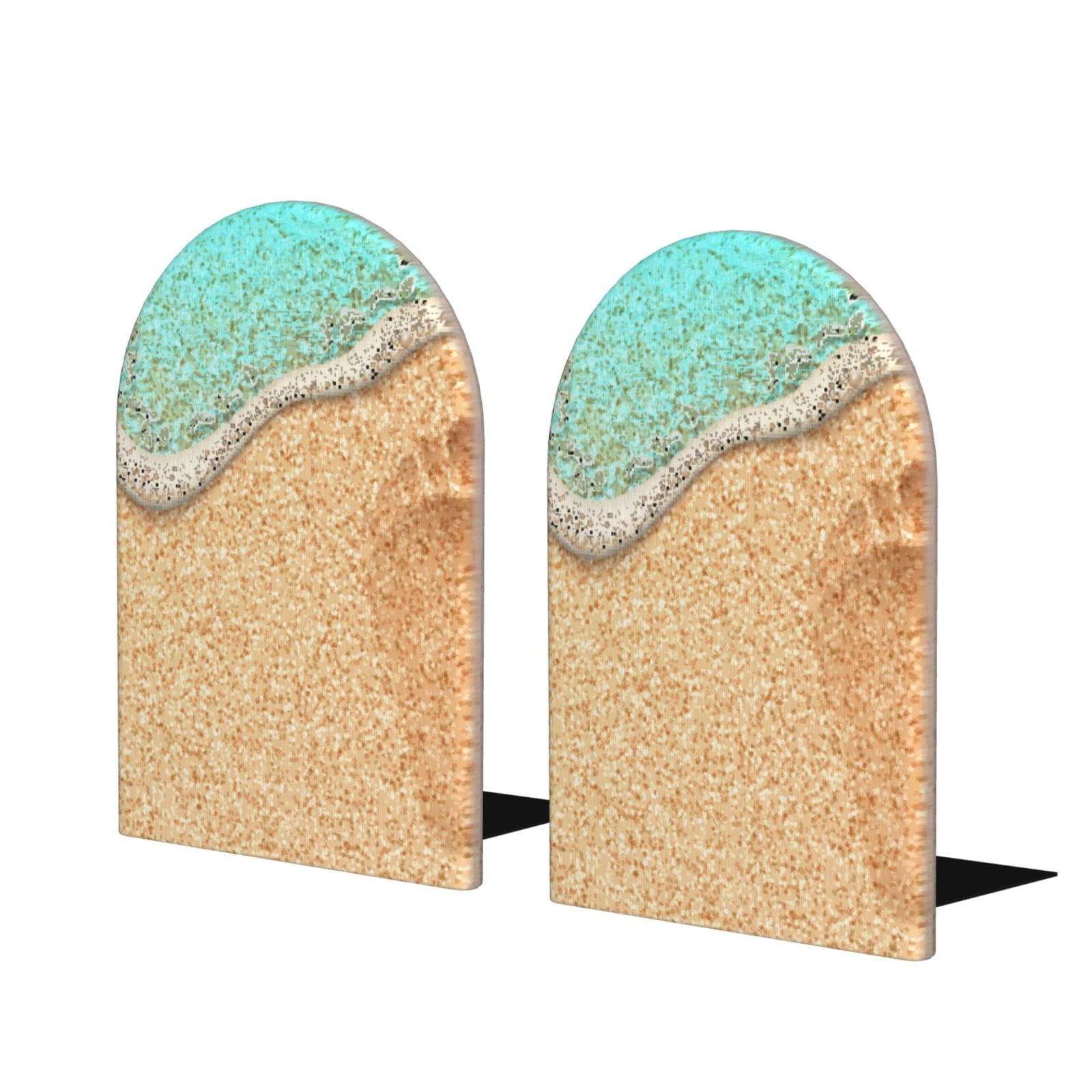 Hirioo Beach Footprint for Bookends Decorative Bookends for Shelves for ...