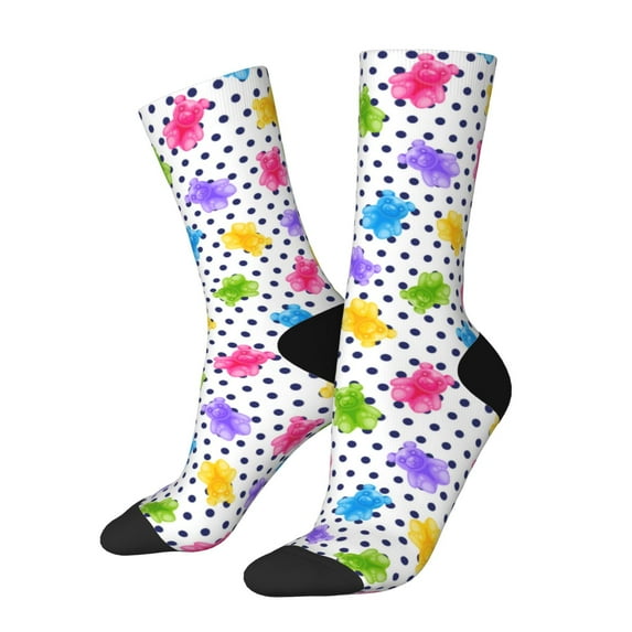Hirioo Bear And Polka Dot Pattern Adult Middle Tube Socks Breathable ...