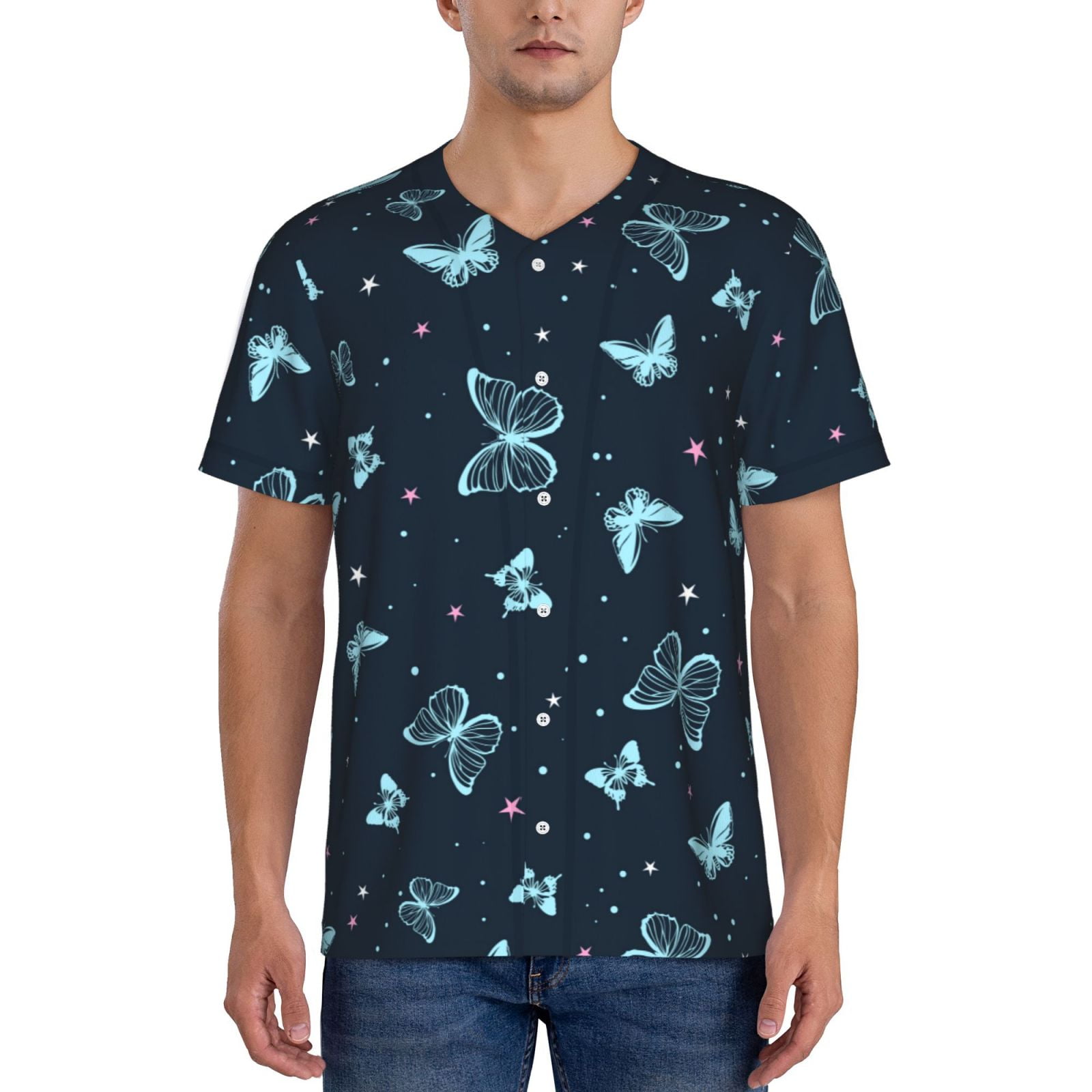 Hirioo Beautiful Butterflies for Men's Baseball T-shirt Shirts Short ...