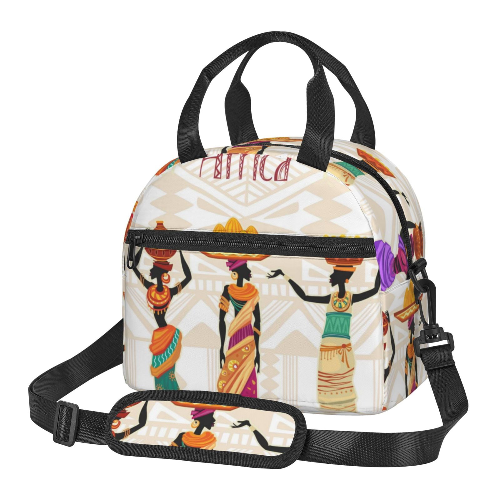 Hirioo Black African Woman for Crossbody Lunch Box for Women Men with ...