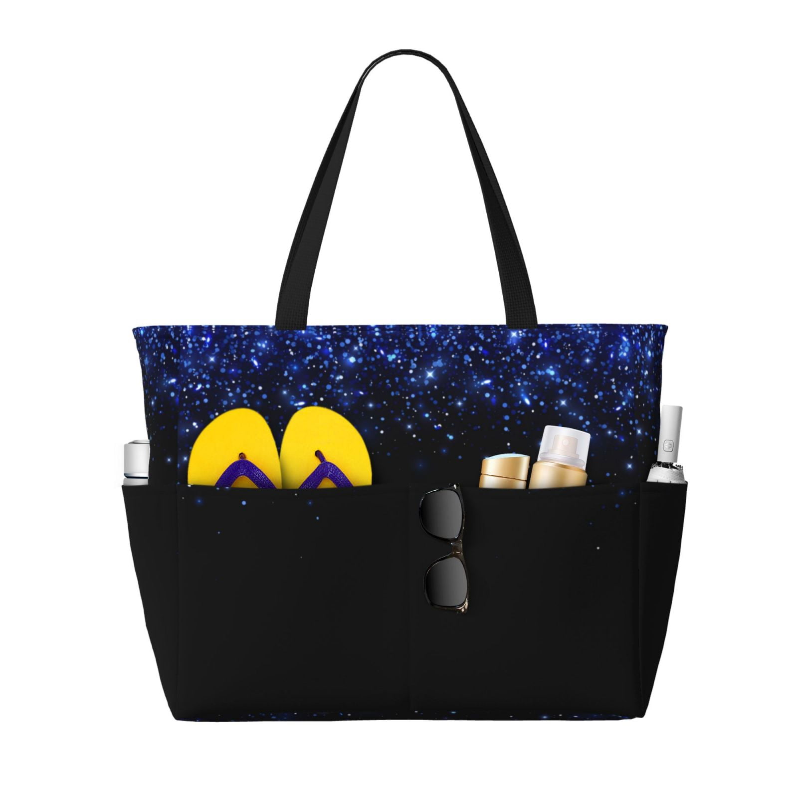 Hirioo Black Blue Glitter Sparkles for Large Capacity Beach Travel Bag ...