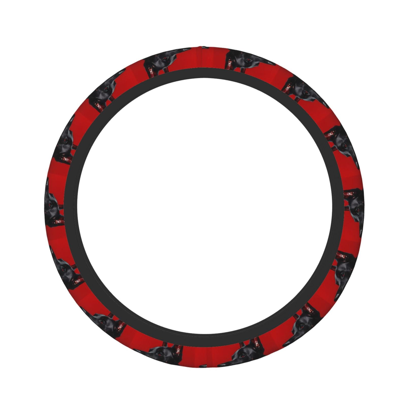 Hirioo Black Dog Red Background for Elastic Stretch Steering Wheel ...