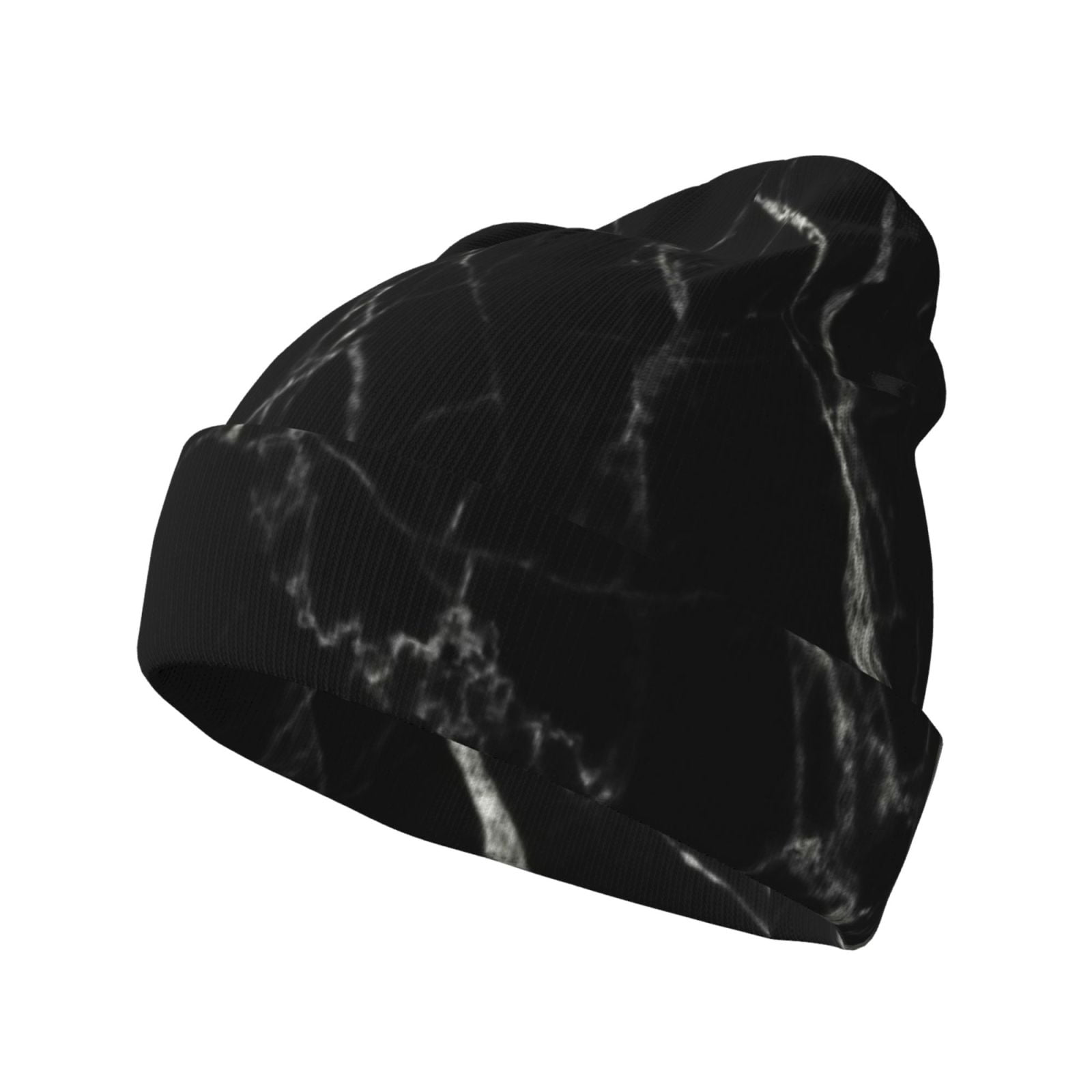 Hirioo Black Marble Texture Abstract for Men's Knit Cuffed Beanie for ...