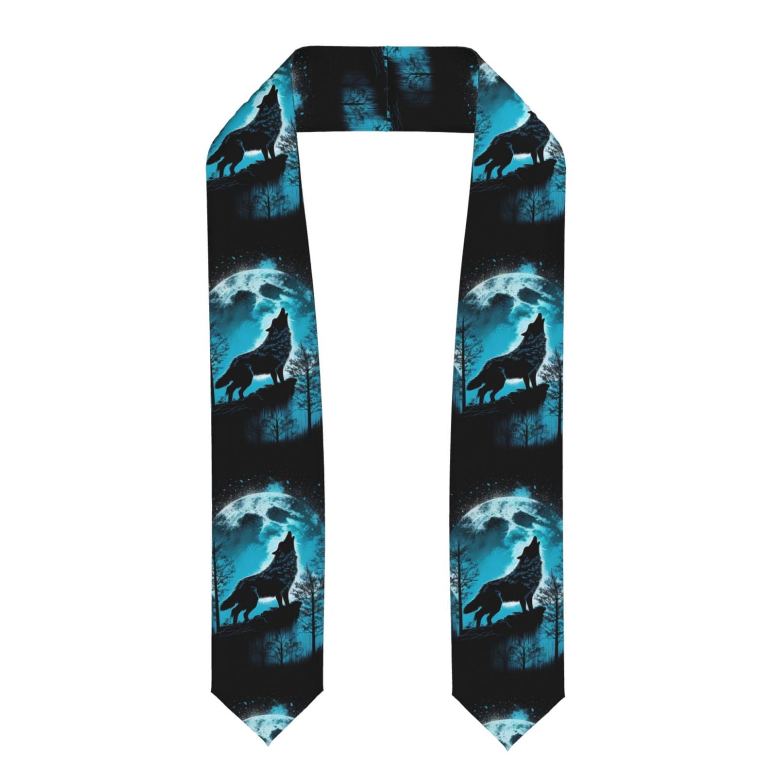 Hirioo Blue Full Moon Wolf for 72" Graduation Shawl Stole Unisex Adults ...