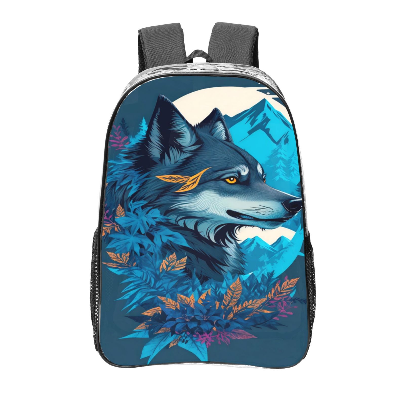 Hirioo Blue Iceberg Leaf Wolf for 16in Transparent Backpack Clear ...
