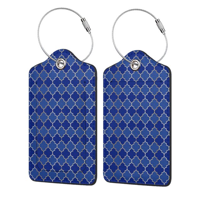 Hirioo Blue Lantern Shapes Print Leather Luggage Tag with Stainless ...
