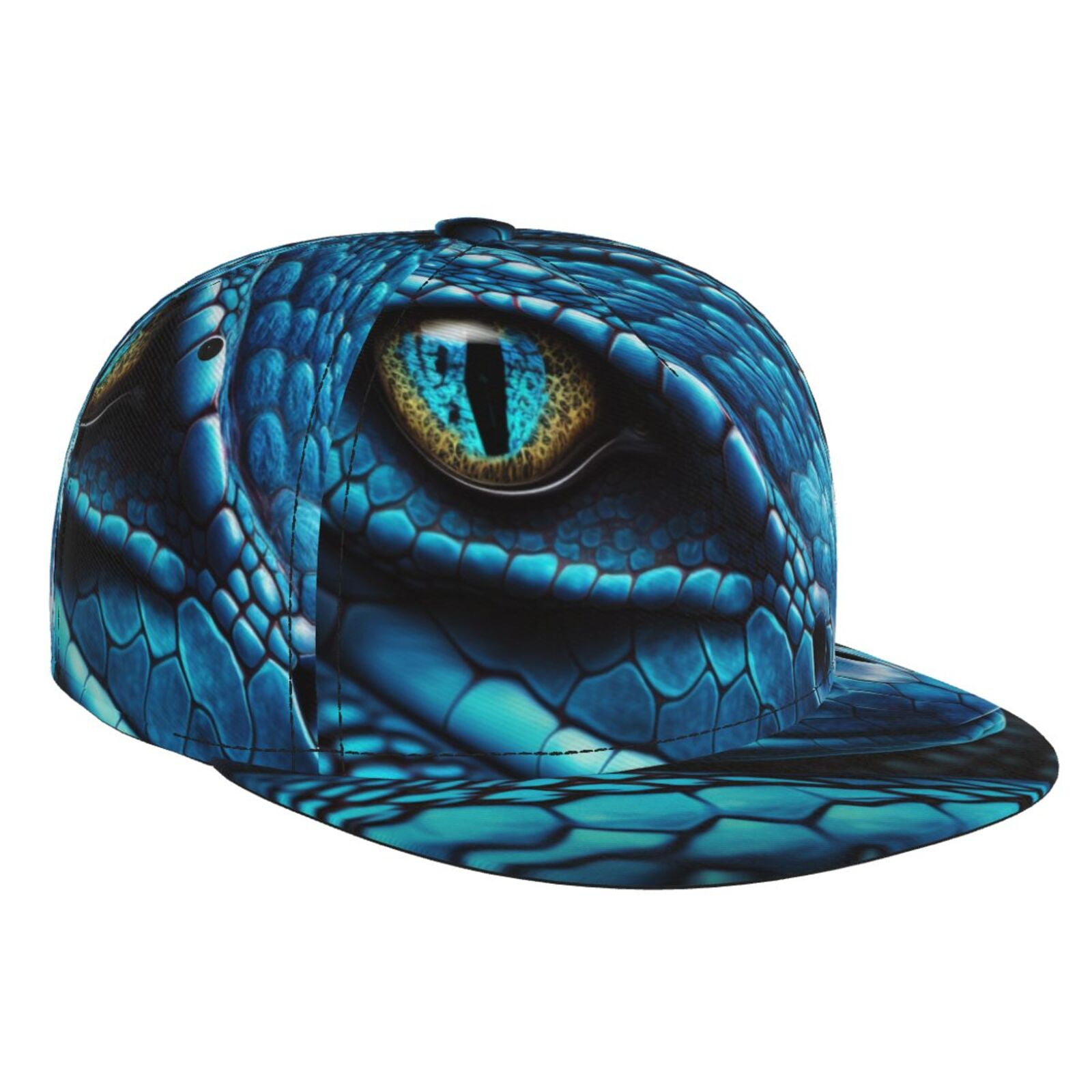 Hirioo Blue Viper Snake Closeup Face for Baseball Cap Men Cap Flat Brim ...