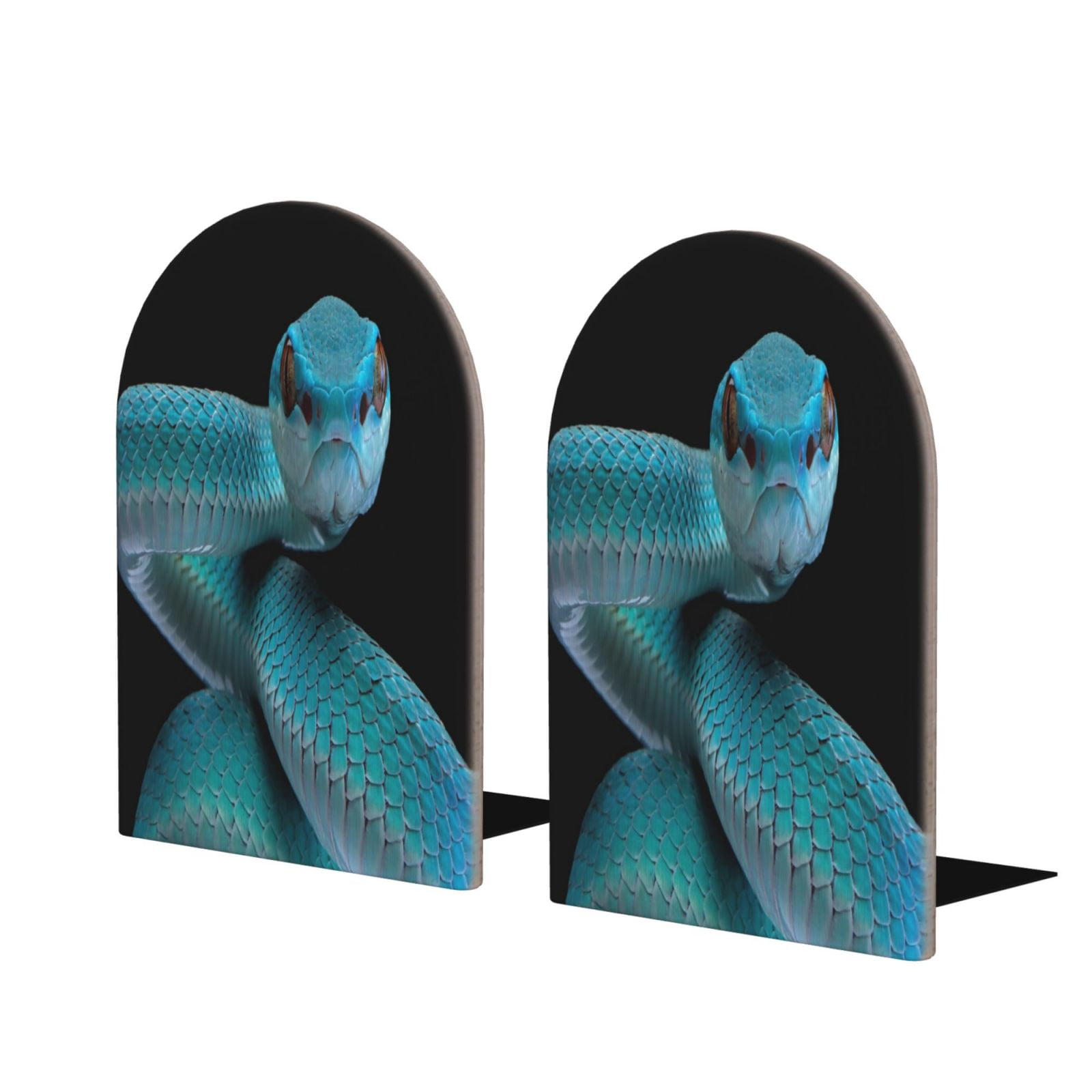 Hirioo Blue Viper Snake1 for Bookends Decorative Bookends for Shelves ...