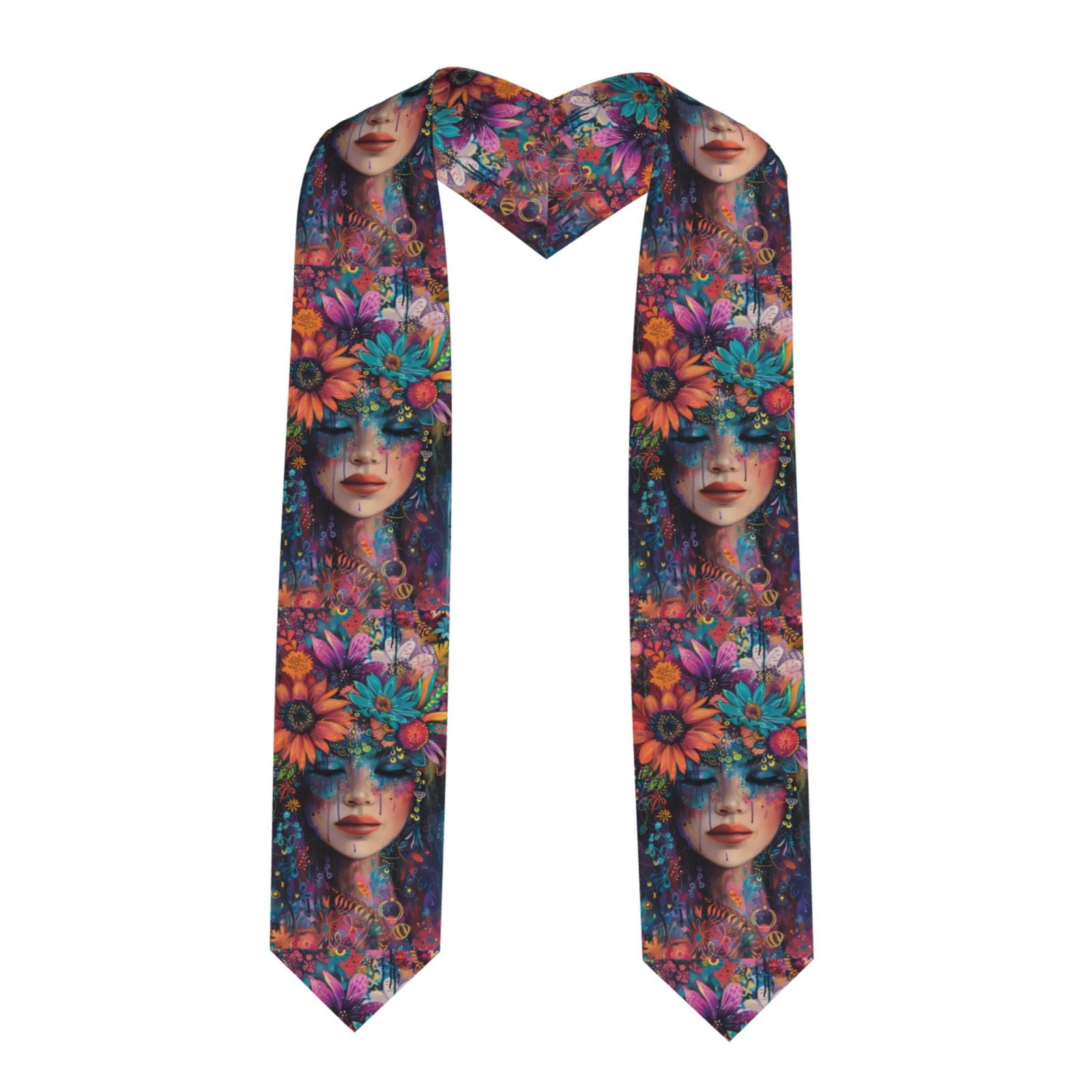 Hirioo Bohemian Colorful Flower Woman for 72" Graduation Shawl Stole ...