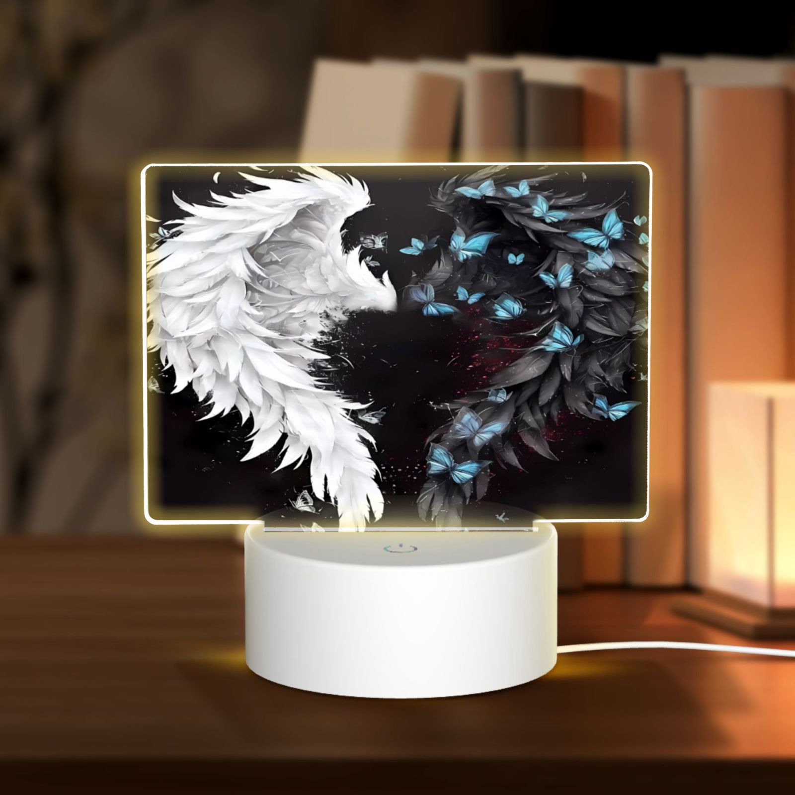 Hirioo Butterfly Angel Wings Art for Rectangular Acrylic with Night ...