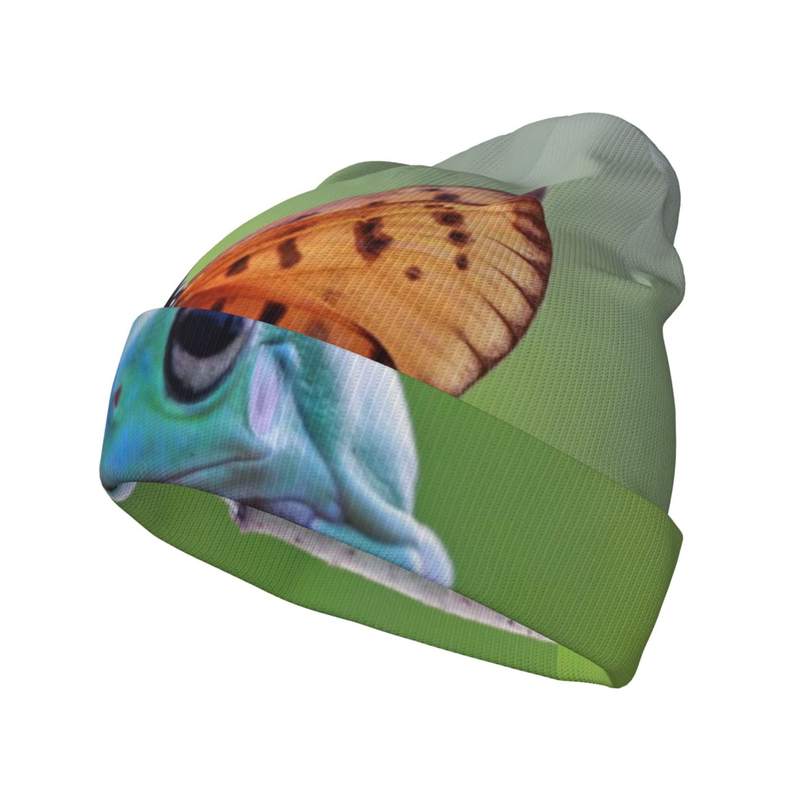 Hirioo Butterfly Landing On Head Dumpy Frog for Men's Knit Cuffed ...