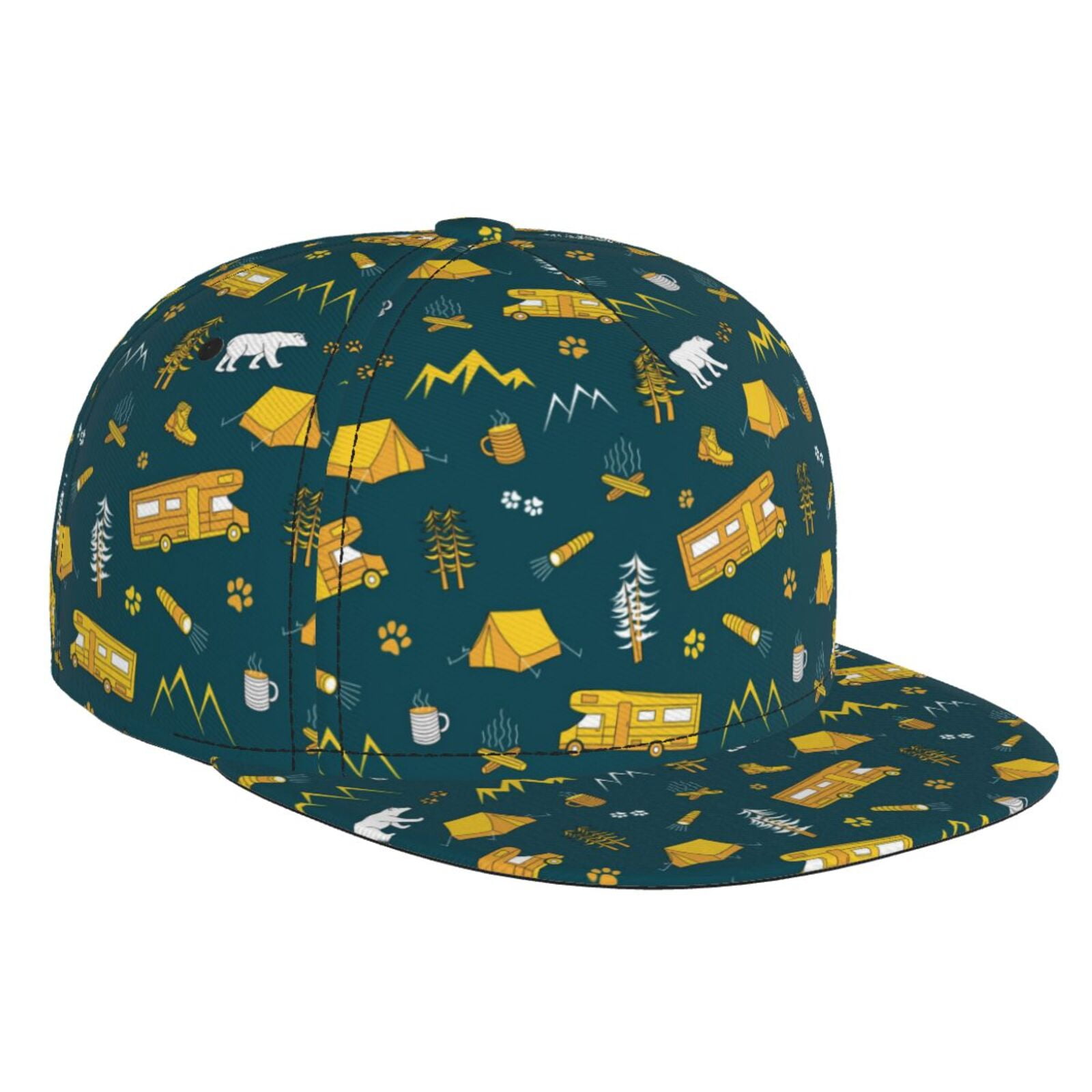 Hirioo Camping for Baseball Cap Men Cap Flat Brim for Men Women Teens ...