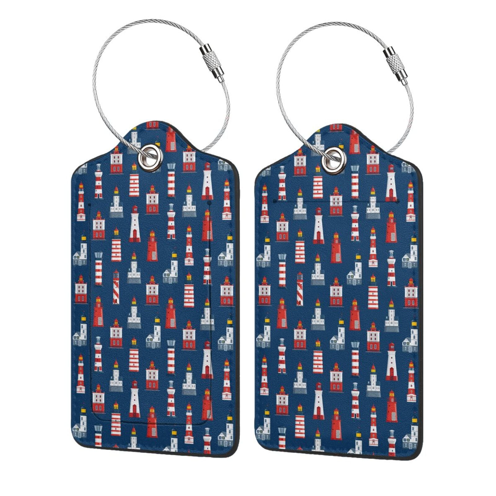 Hirioo Cartoon Lighthouse Print Leather Luggage Tag with Stainless ...