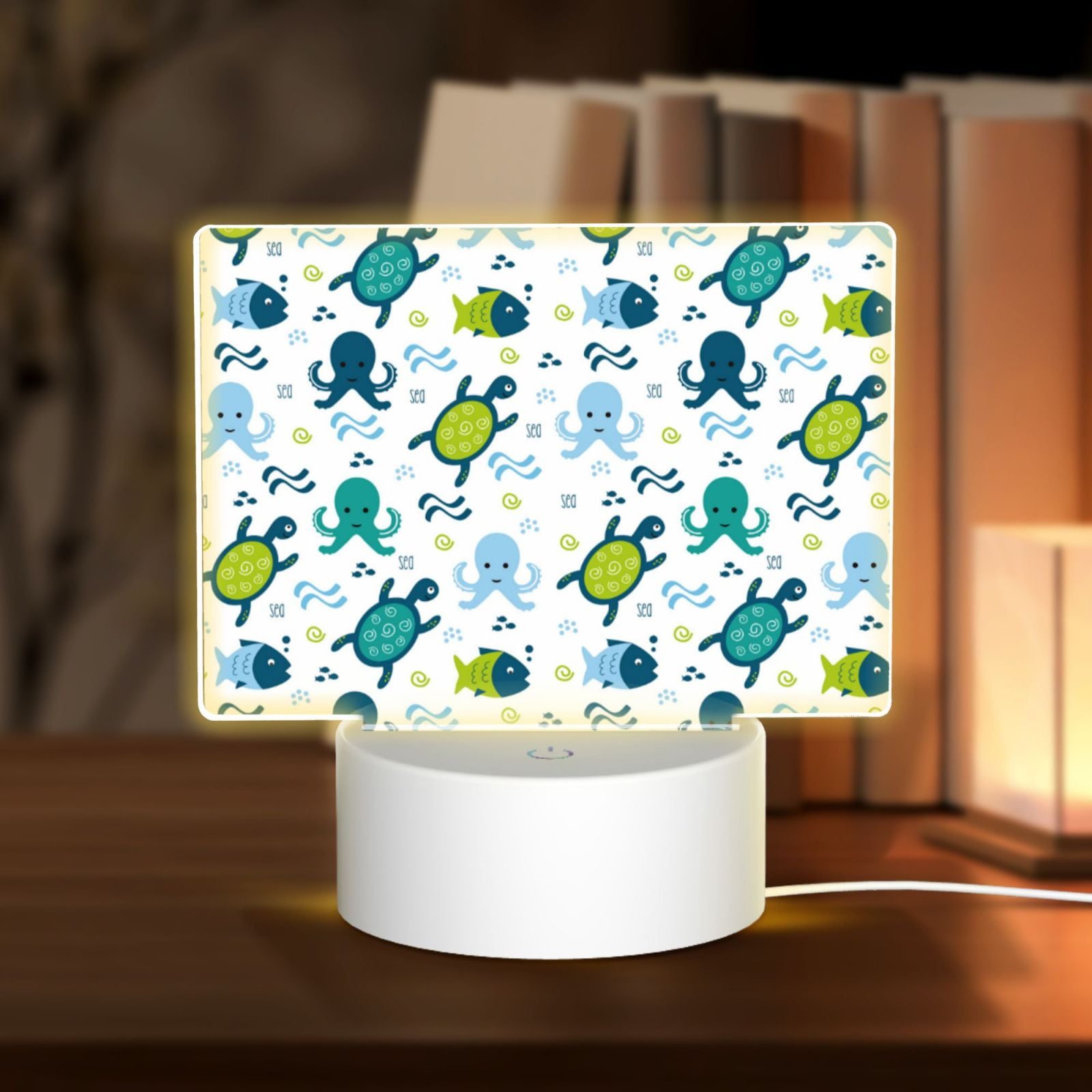 Hirioo Cartoon Sea Creatures for Rectangular Acrylic with Night Light ...