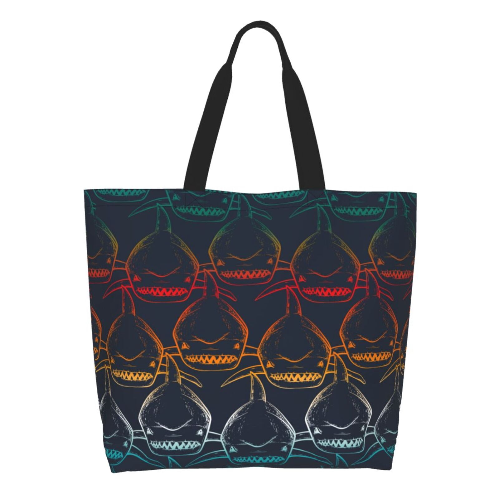 Hirioo Cartoon Sharks for Single Shoulder Shopping Bag,Eco-Friendly ...