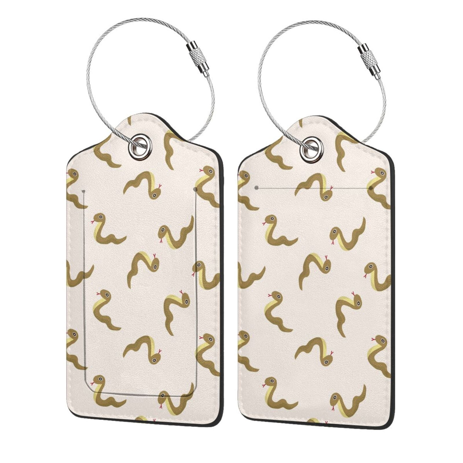Hirioo Cartoon Snake Print Leather Luggage Tag with Stainless Steel ...