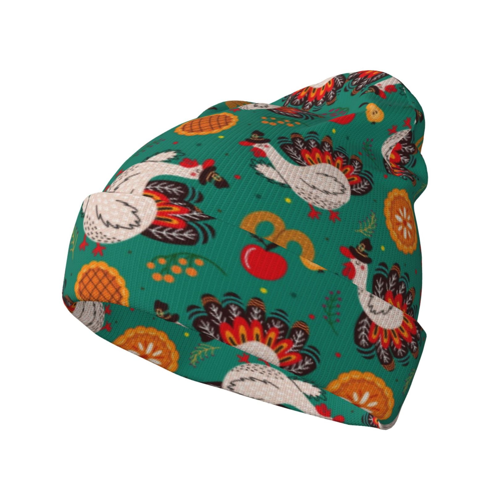 Hirioo Cartoon Turkey for Men's Knit Cuffed Beanie for Outdoor ...