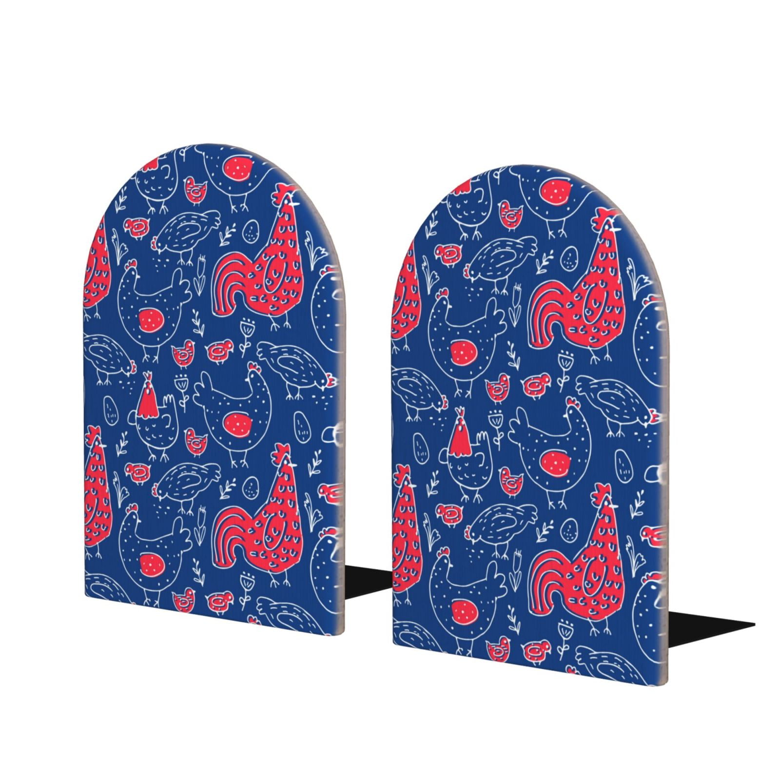 Hirioo Chicken and Rooster for Bookends Decorative Bookends for Shelves ...
