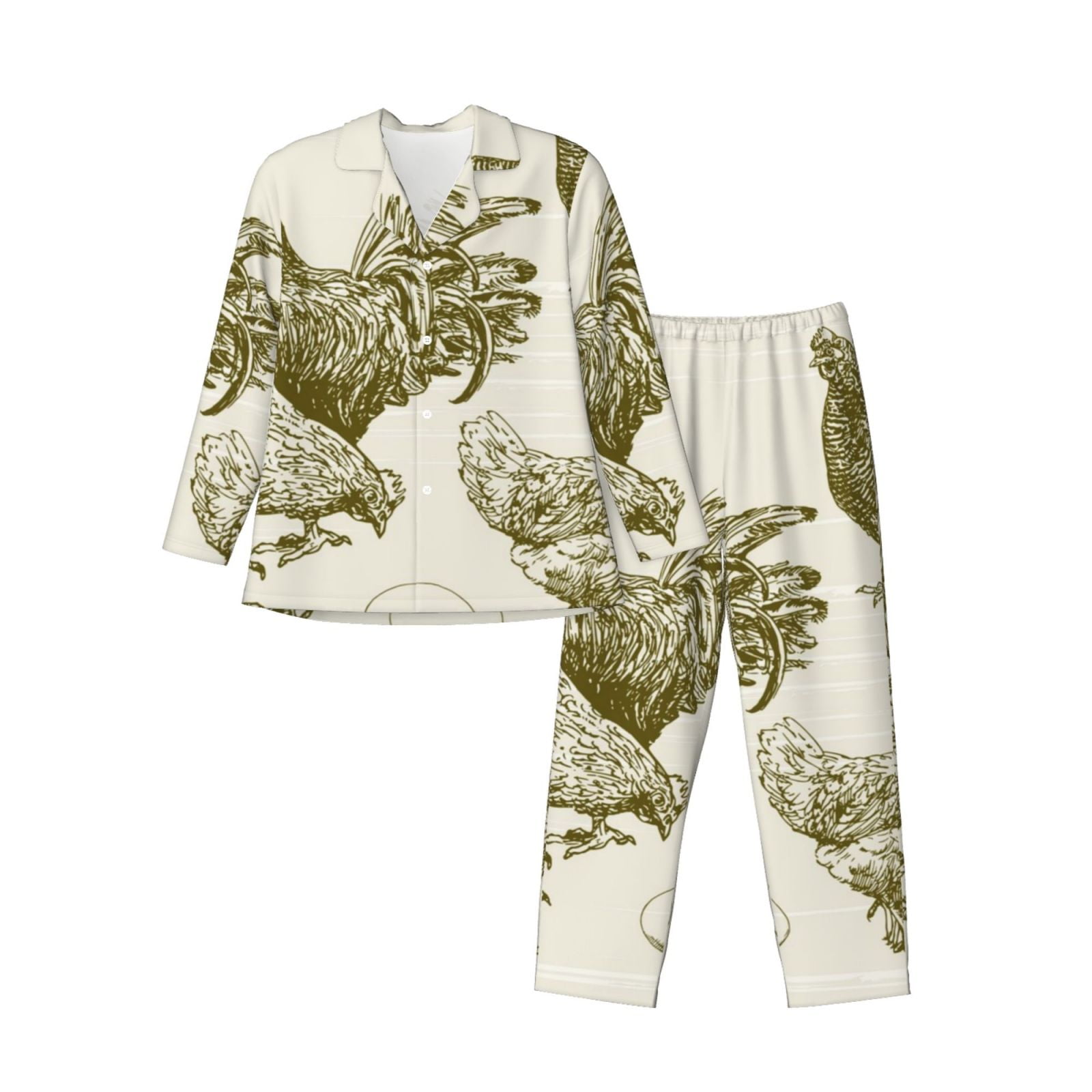 Hirioo Chickens for Men's Pajama Sets 2 Piece Pjs Men's Long-Sleeved ...
