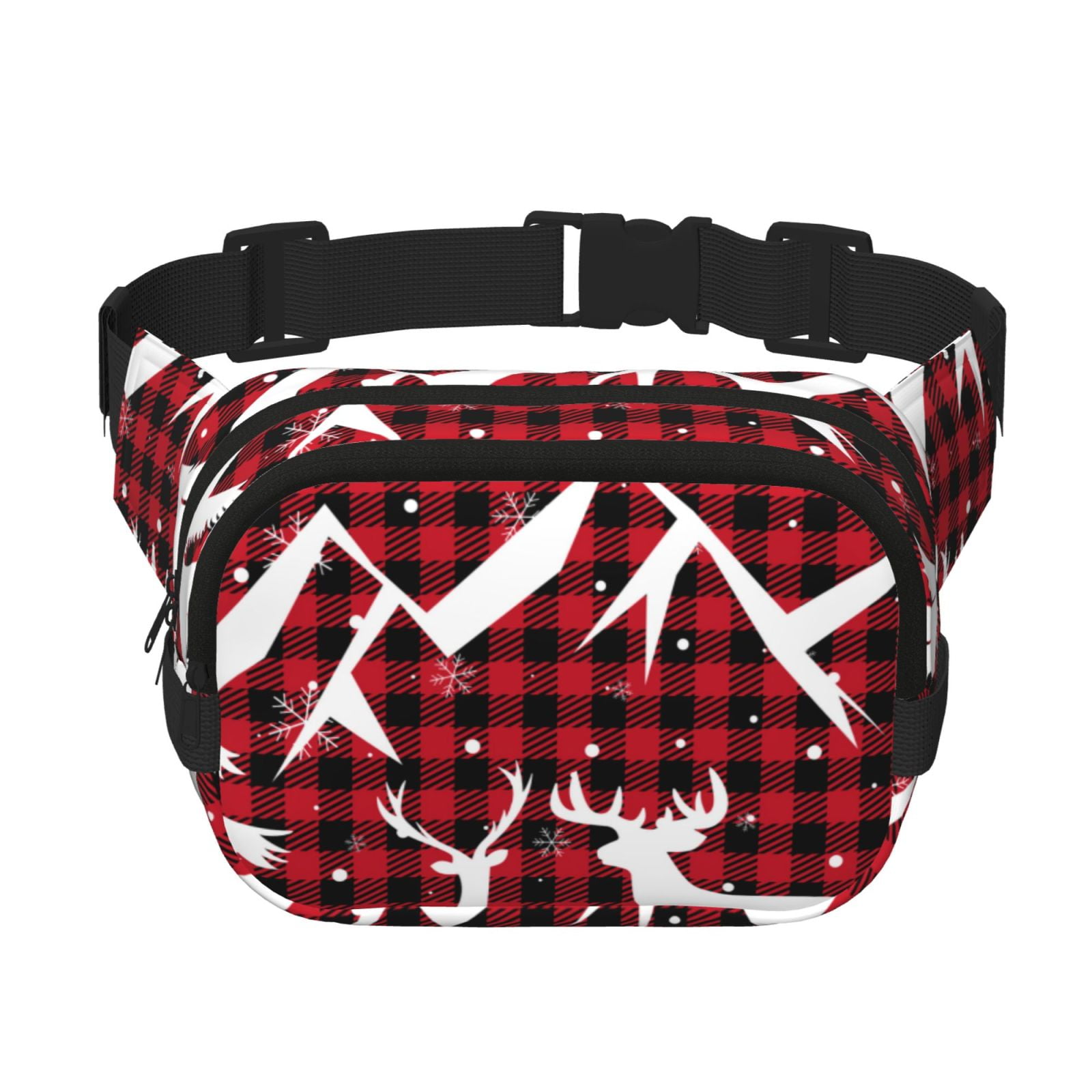 Hirioo Christmas Buffalo Plaid for Double Layer Waist Bag Adjustable ...