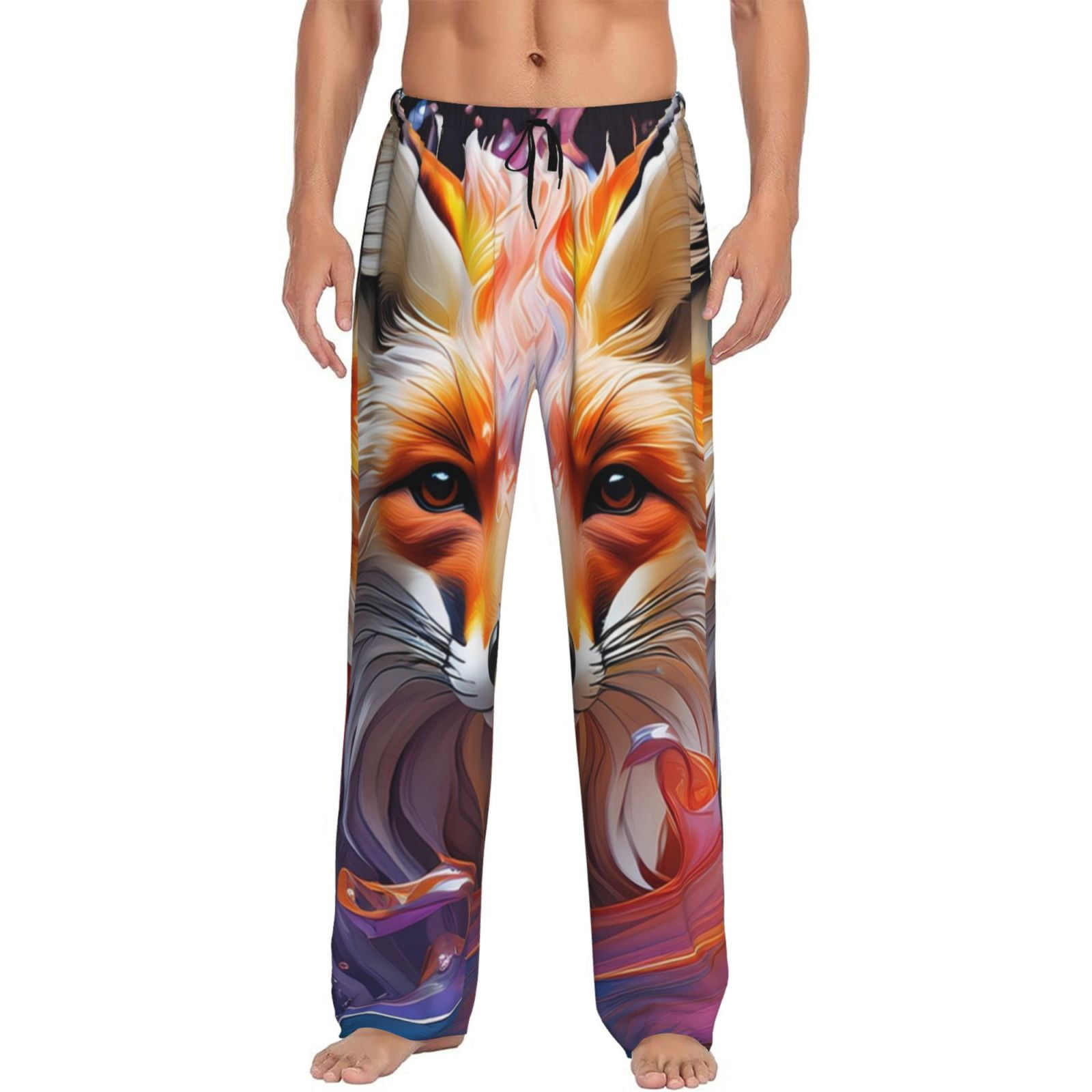 Hirioo Color Splash Fox Portrait for Men's PJ Pajama Pants Sleep Pants ...