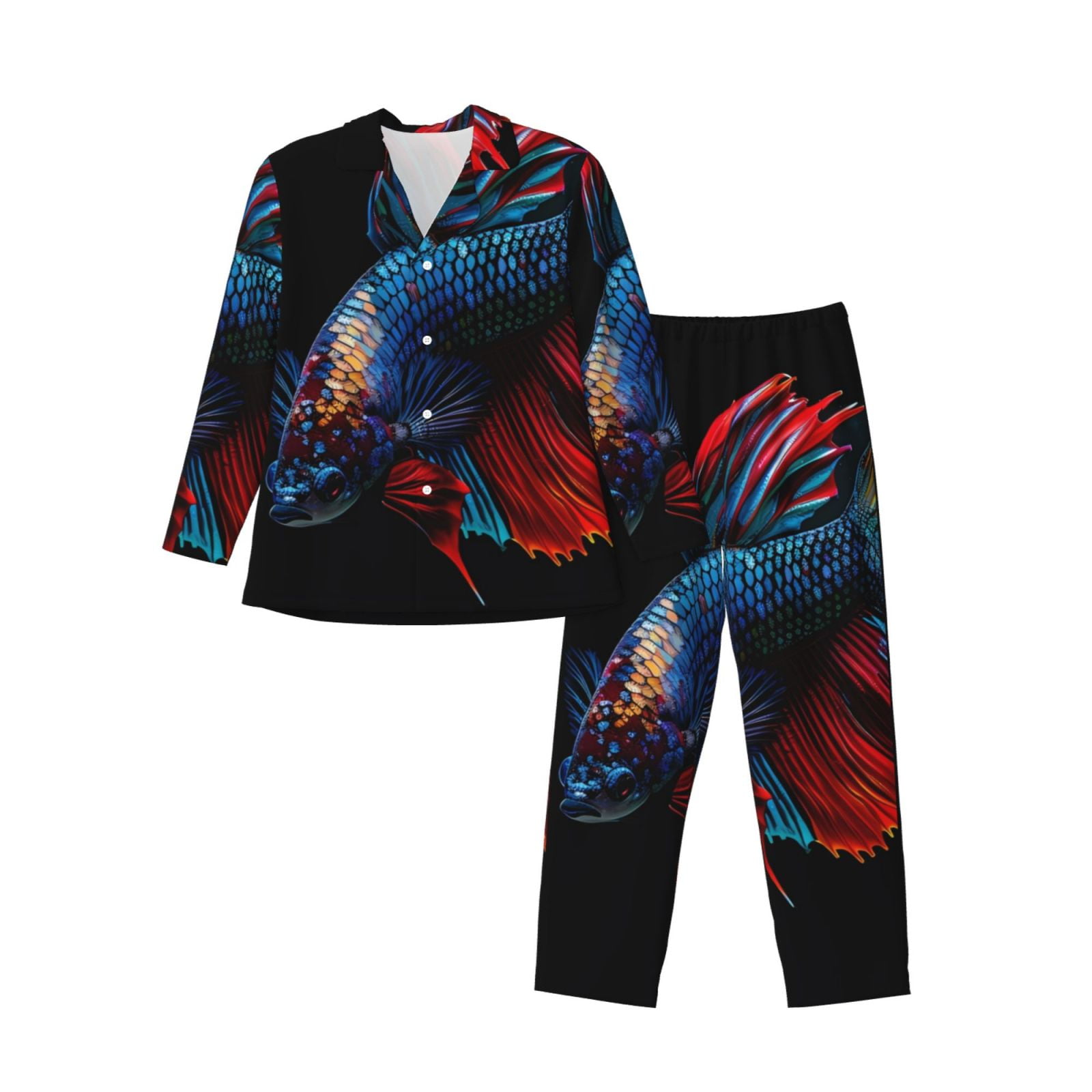Hirioo Colorful Betta Fish for Men's Pajama Sets 2 Piece Pjs Men's Long ...