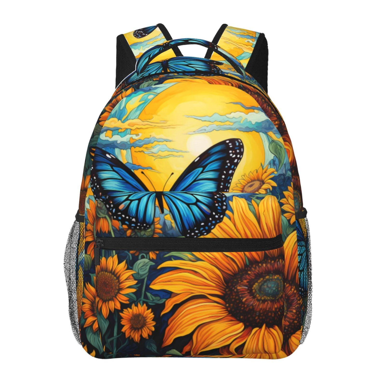 Hirioo Colorful Cloud Butterfly Sunflower Print Laptop Backpack ...