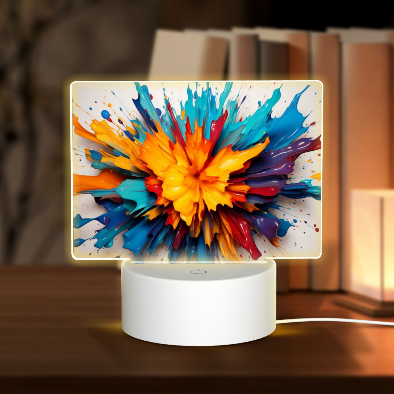 Hirioo Colorful Paint Print for Rectangular Acrylic with Night Light ...