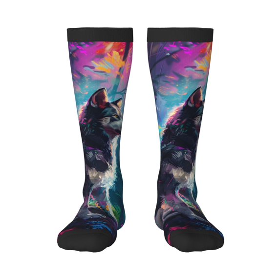 Hirioo Colorful Plant Wolf for Adult Stockings Breathable Sock Non ...