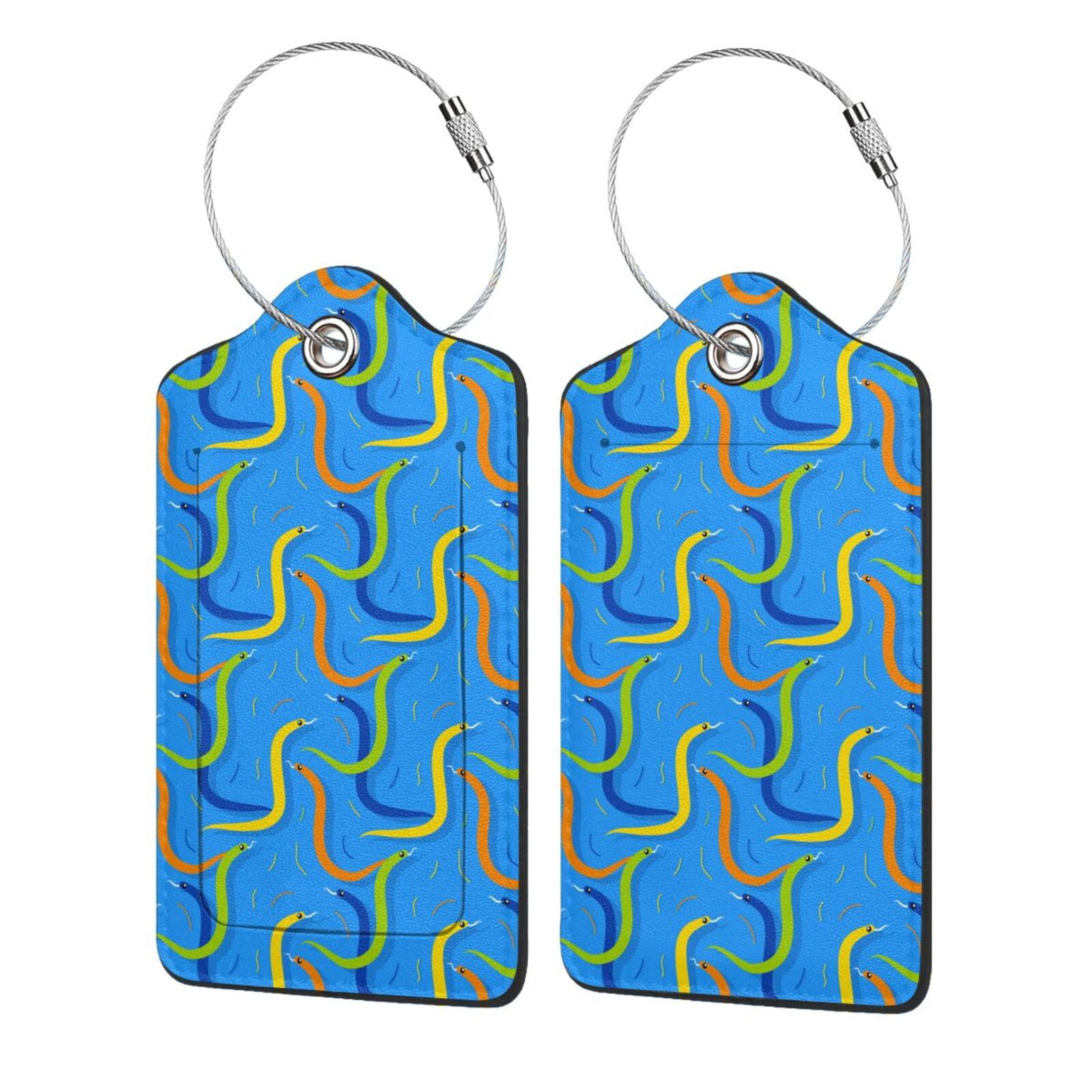 Hirioo Colorful Snake Print Leather Luggage Tag with Stainless Steel ...
