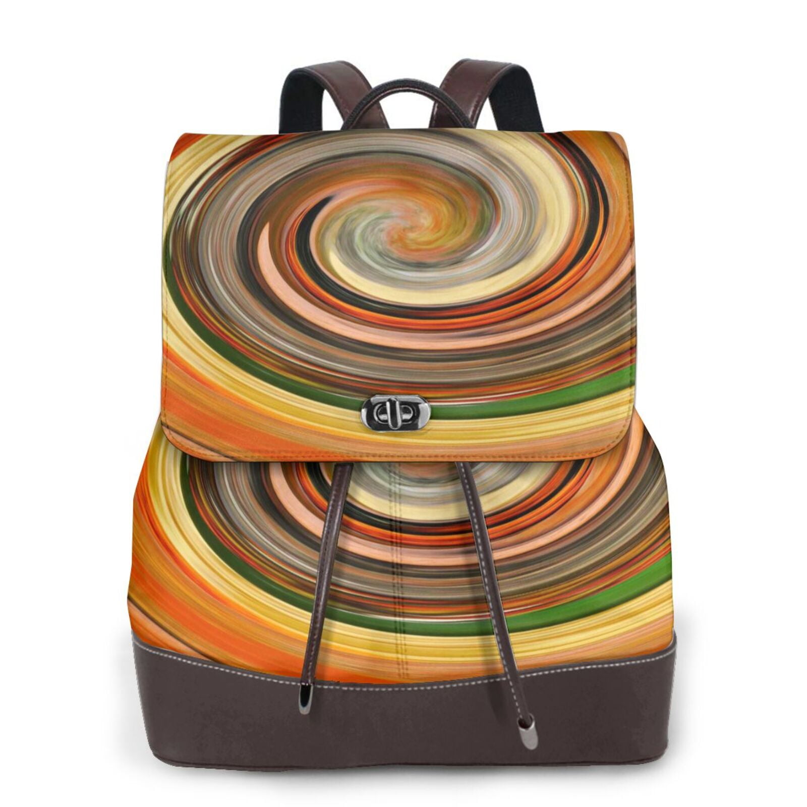 Hirioo Colorful Swirl for Womens Backpack Leather Backpack for Women ...