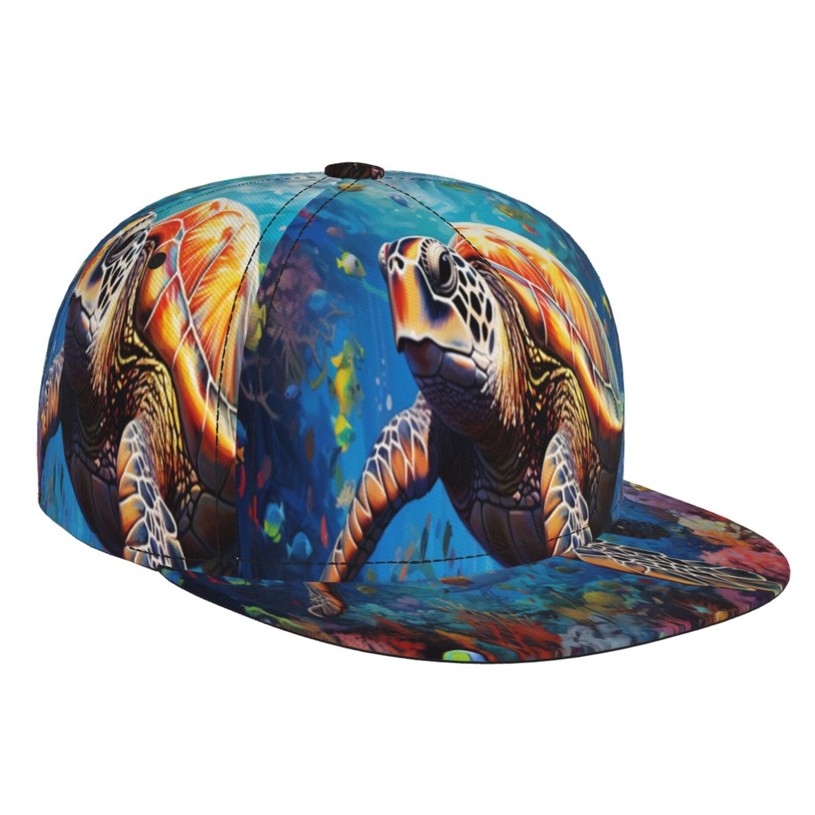 Hirioo Colorful Underwater Sea Turtle for Baseball Cap Men Cap Flat ...