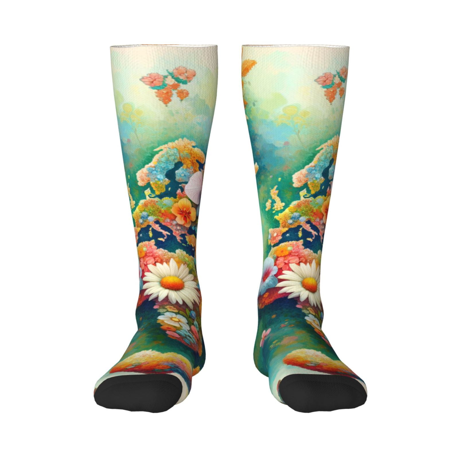 Hirioo Colorful World Map for Adult Stockings Breathable Sock Non ...